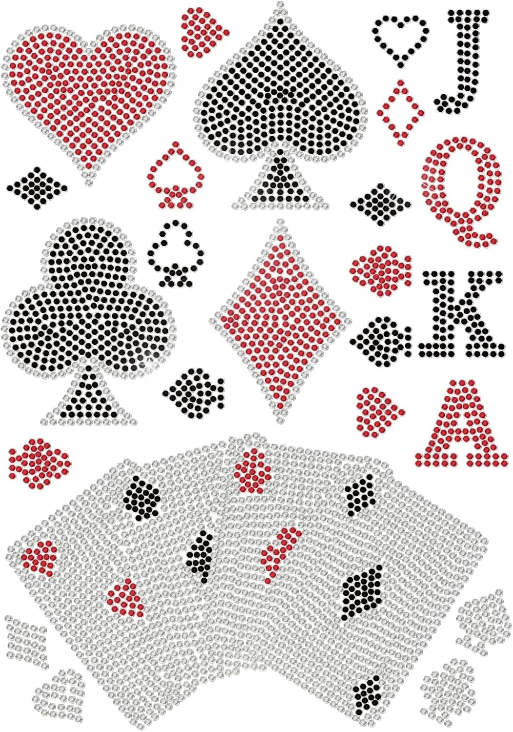 Poker Suit Pattern Rhinestone Iron on Hotfix Transfer Decal Magic Trick ...