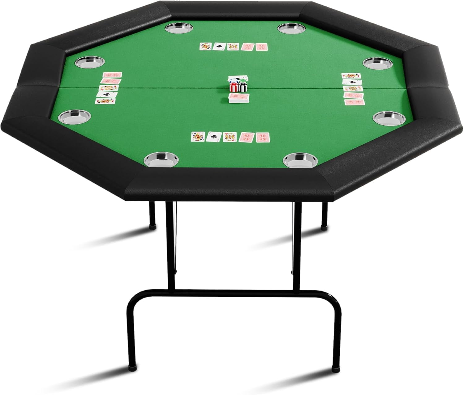 Poker Table,Folding Poker Table,Leisure Table for 8 Players,Padded Rail ...