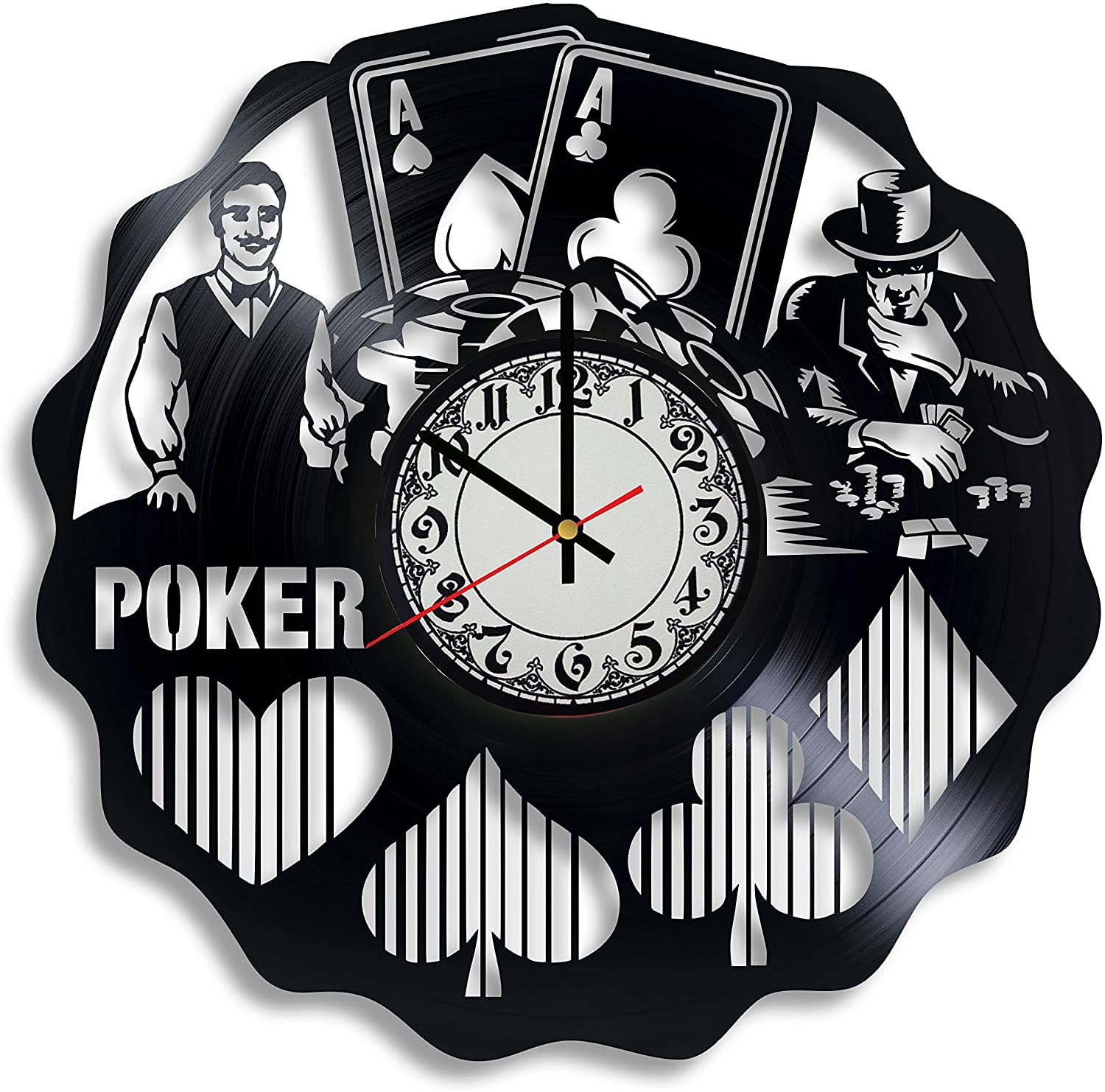 Poker Vinyl Wall Clock, Gifts for Him, Poker Wall Clock - Casino Vinyl ...