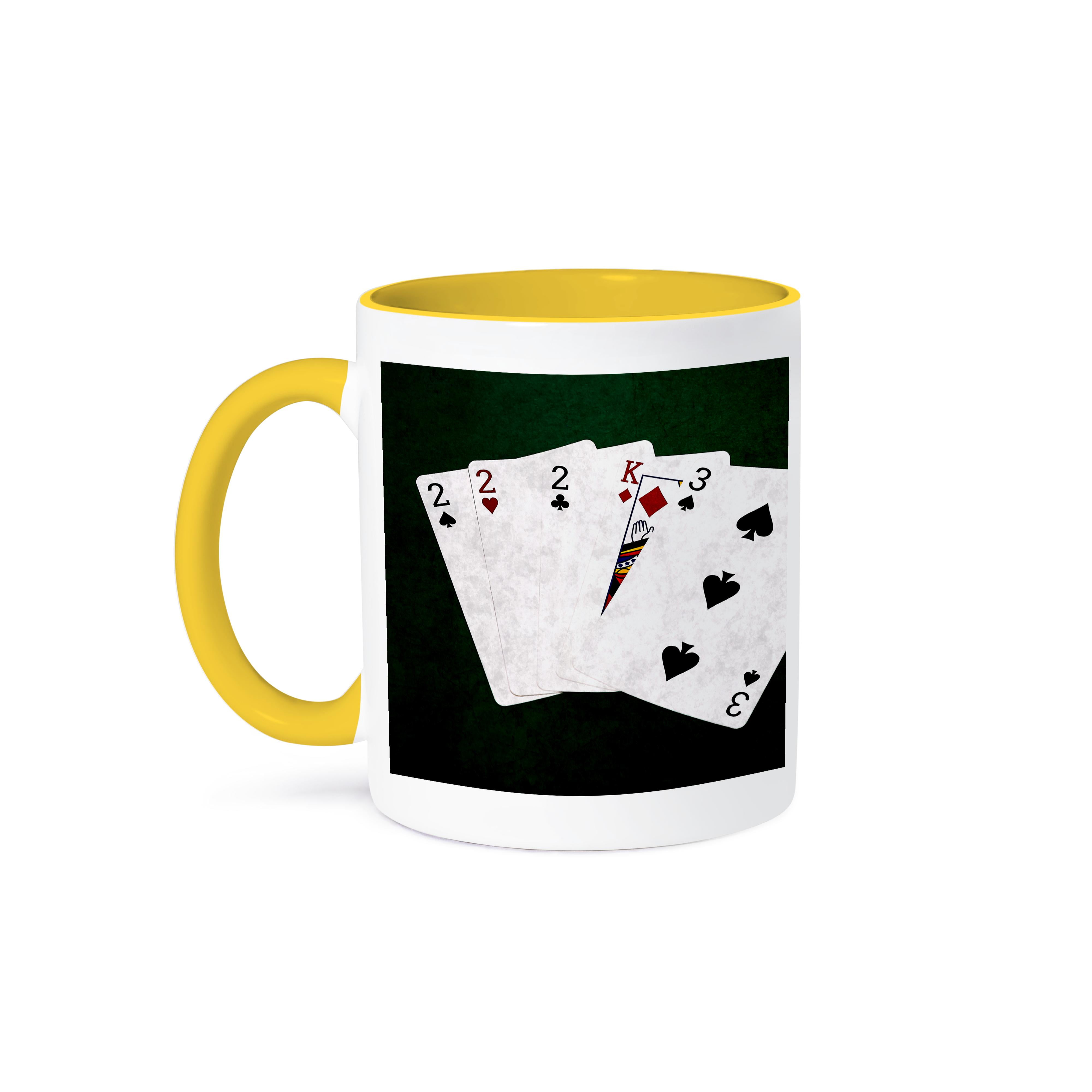 3dRose, Poker hands. Three of a kind. Two, King, Three, 15oz Two-Tone ...