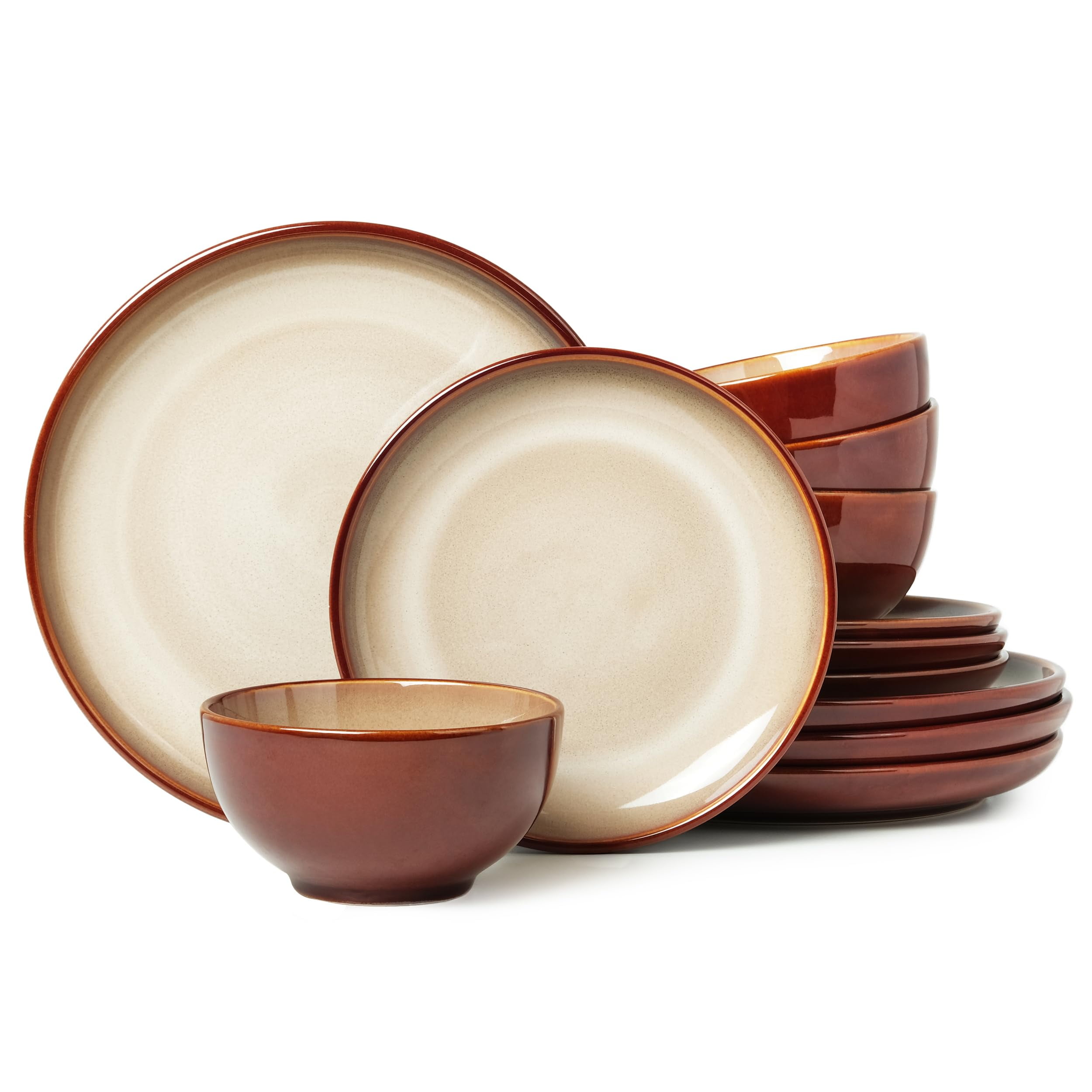 Pokini Stoneware Dinnerware Sets for 8, 8 inch plate - Walmart.com
