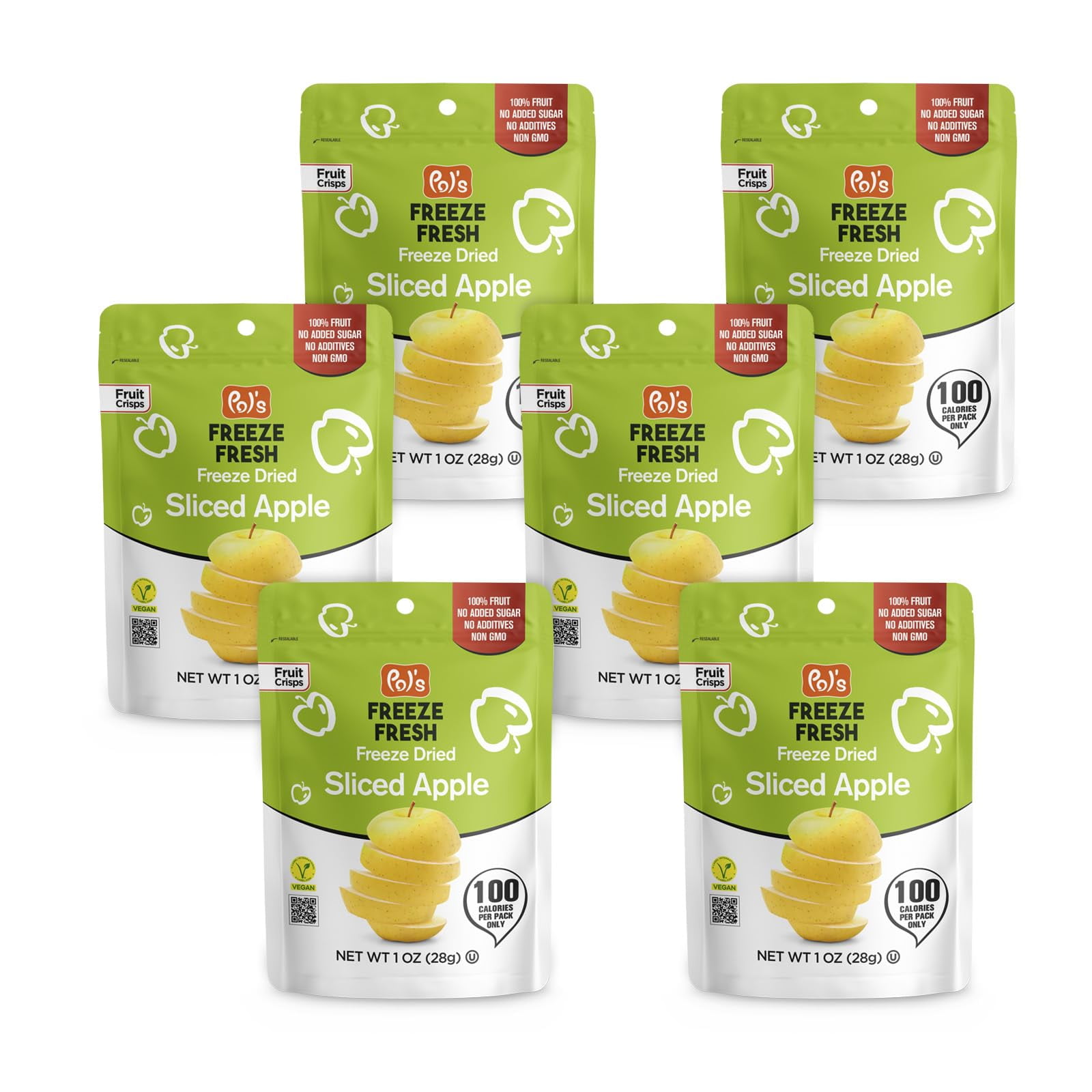 Pol’s Freeze Fresh - DPF11 6 Pack Sliced Freeze Dried True Apple Fruits ...