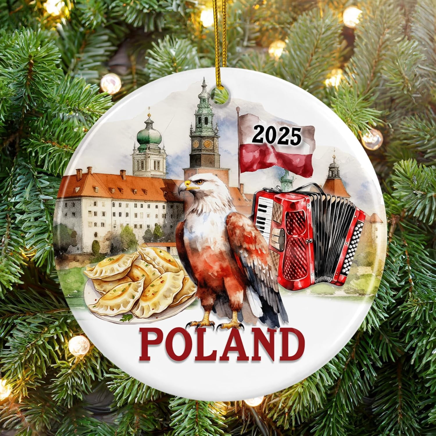Poland 2025 Christmas Ornament – Polish Souvenir – Ceramic Holiday ...