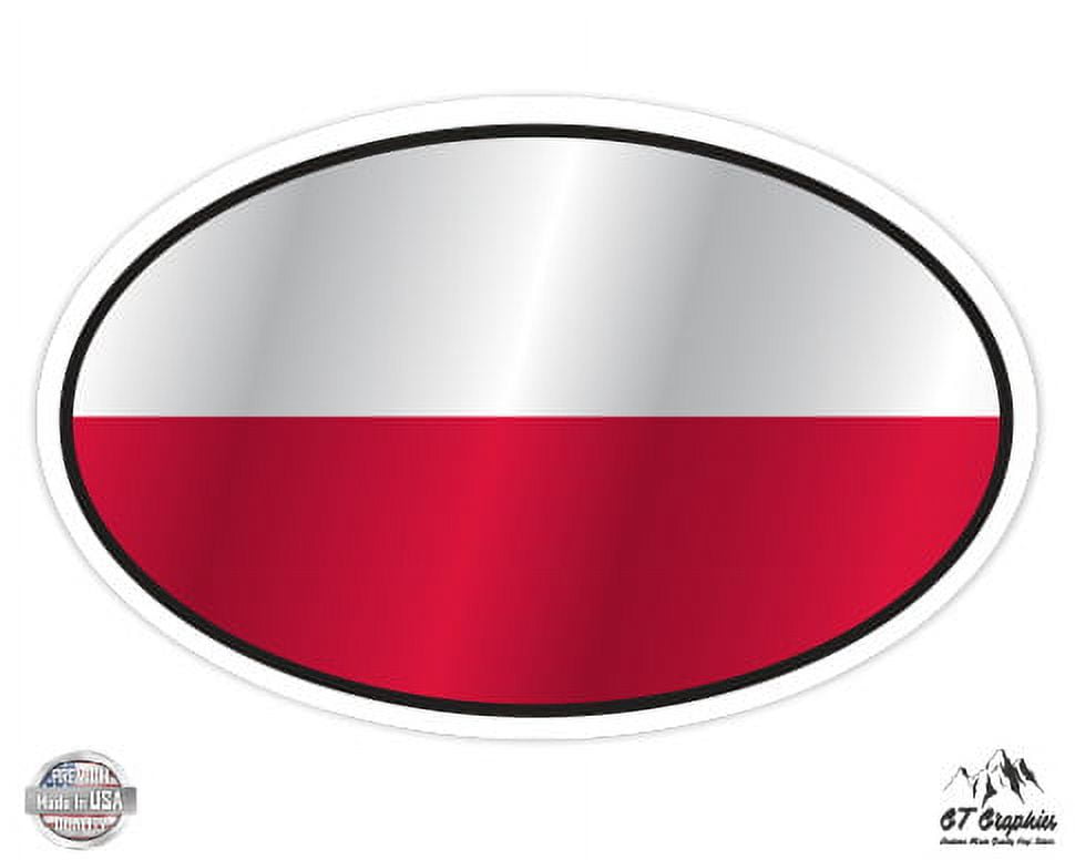 Poland Flag Oval - 5" Vinyl Sticker - For Car Laptop I-Pad - Waterproof ...