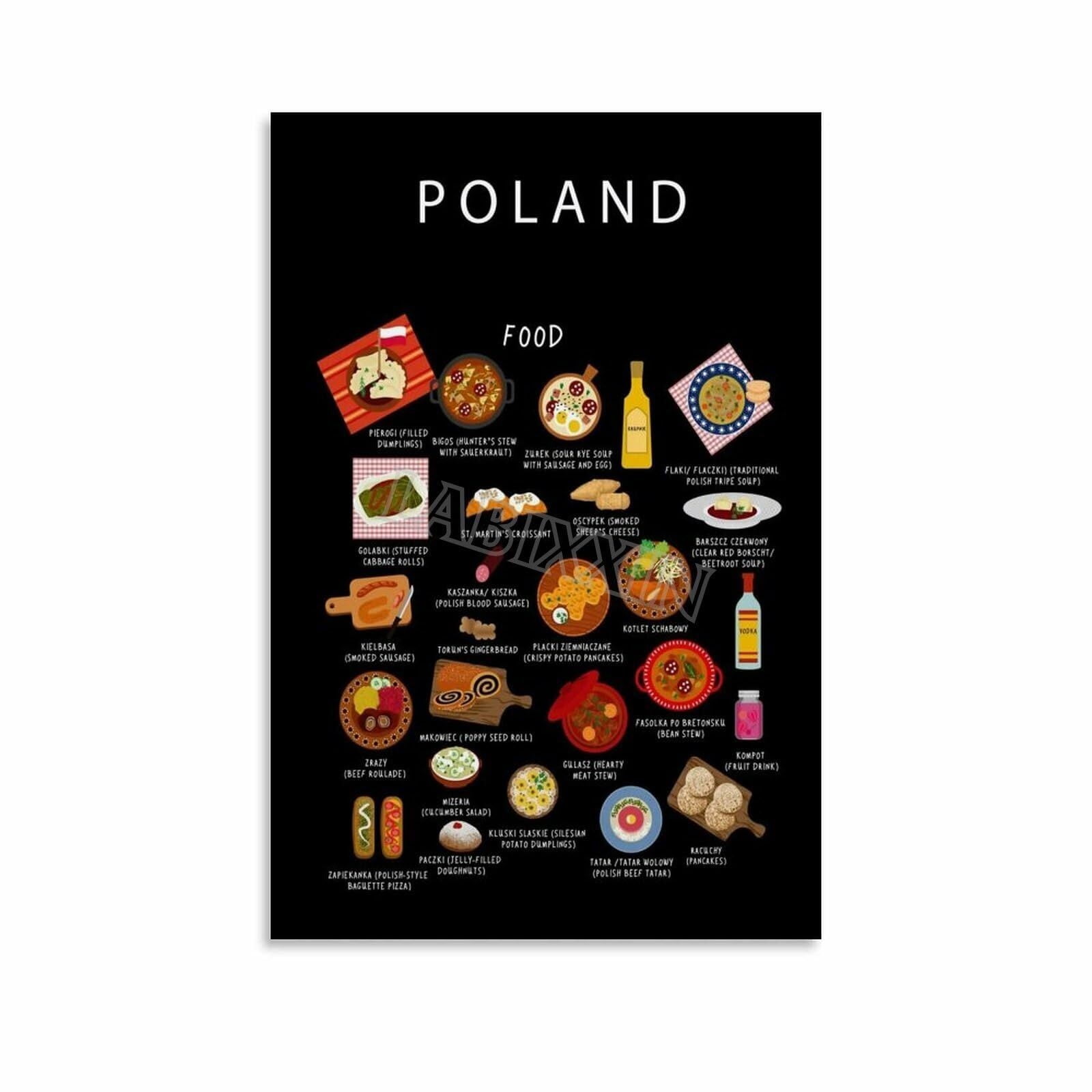 Poland Food Poster Polish Street Cuisine Kitchen Wall Art Canvas for ...