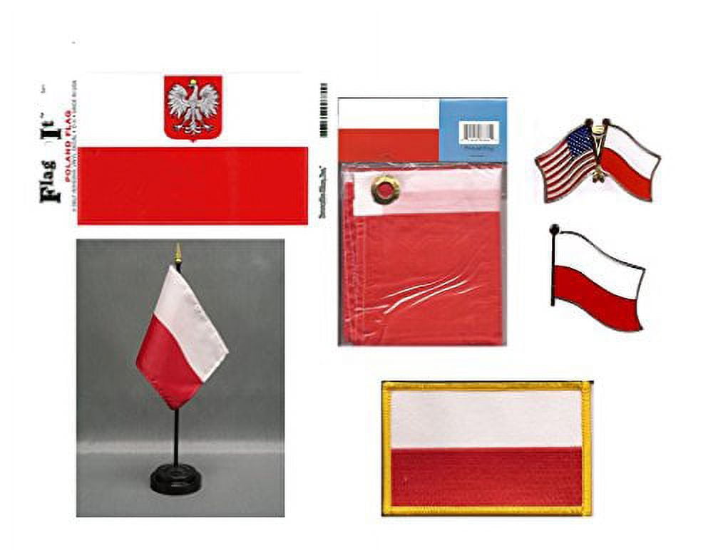 Poland Heritage Flag Pack - Includes a Polish 3x5' Flag, Vinyl Flag ...