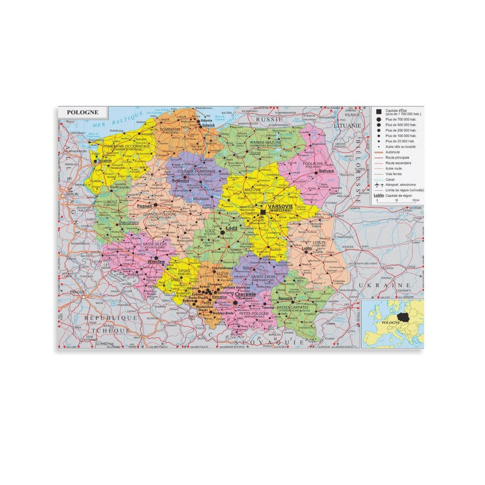Poland Map Posters Room Aesthetic Poster Print Art Wall Painting Canvas ...