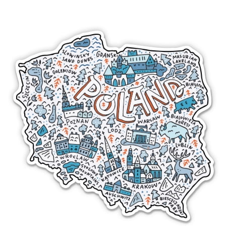 Poland Map Travel - 12" Vinyl Sticker Waterproof Decal - Walmart.com