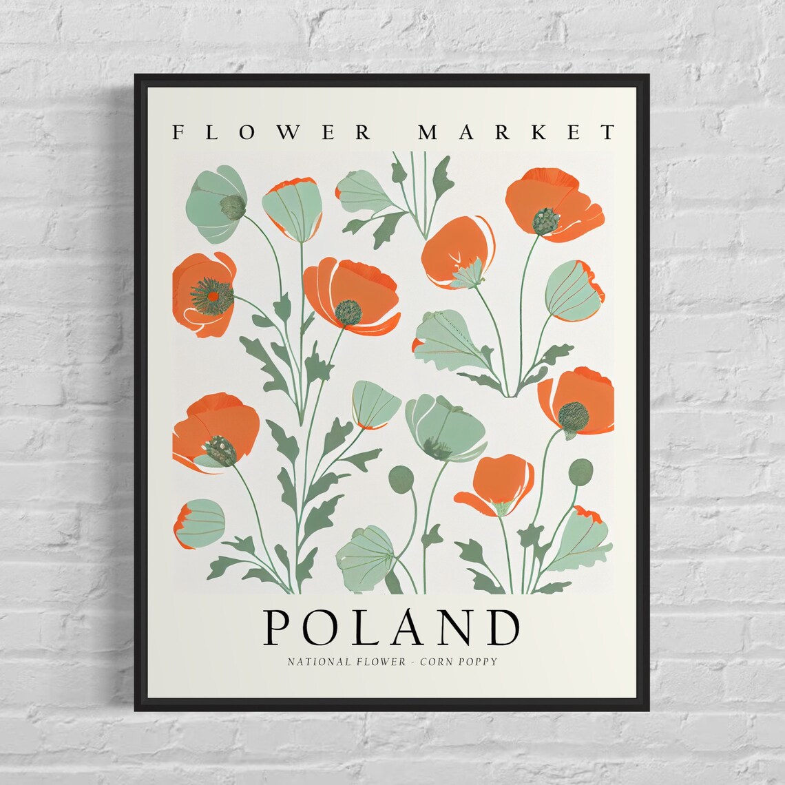 Poland National Flower, Poland Flower Market Art Print, Corn Poppy 1960 ...