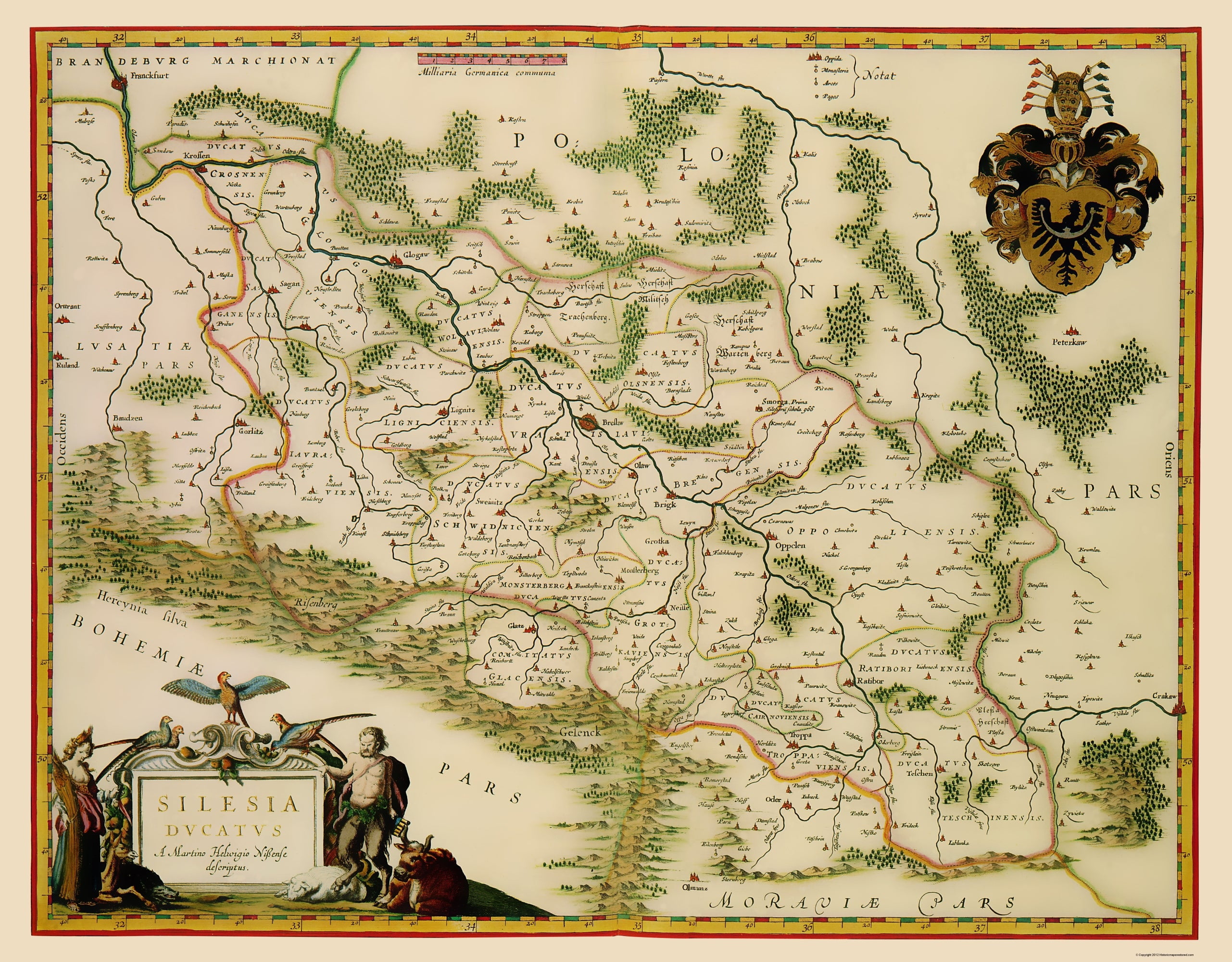 Historic Map - Poland Silesia Region - Blaeu 1635 - 23 x 29.46 ...