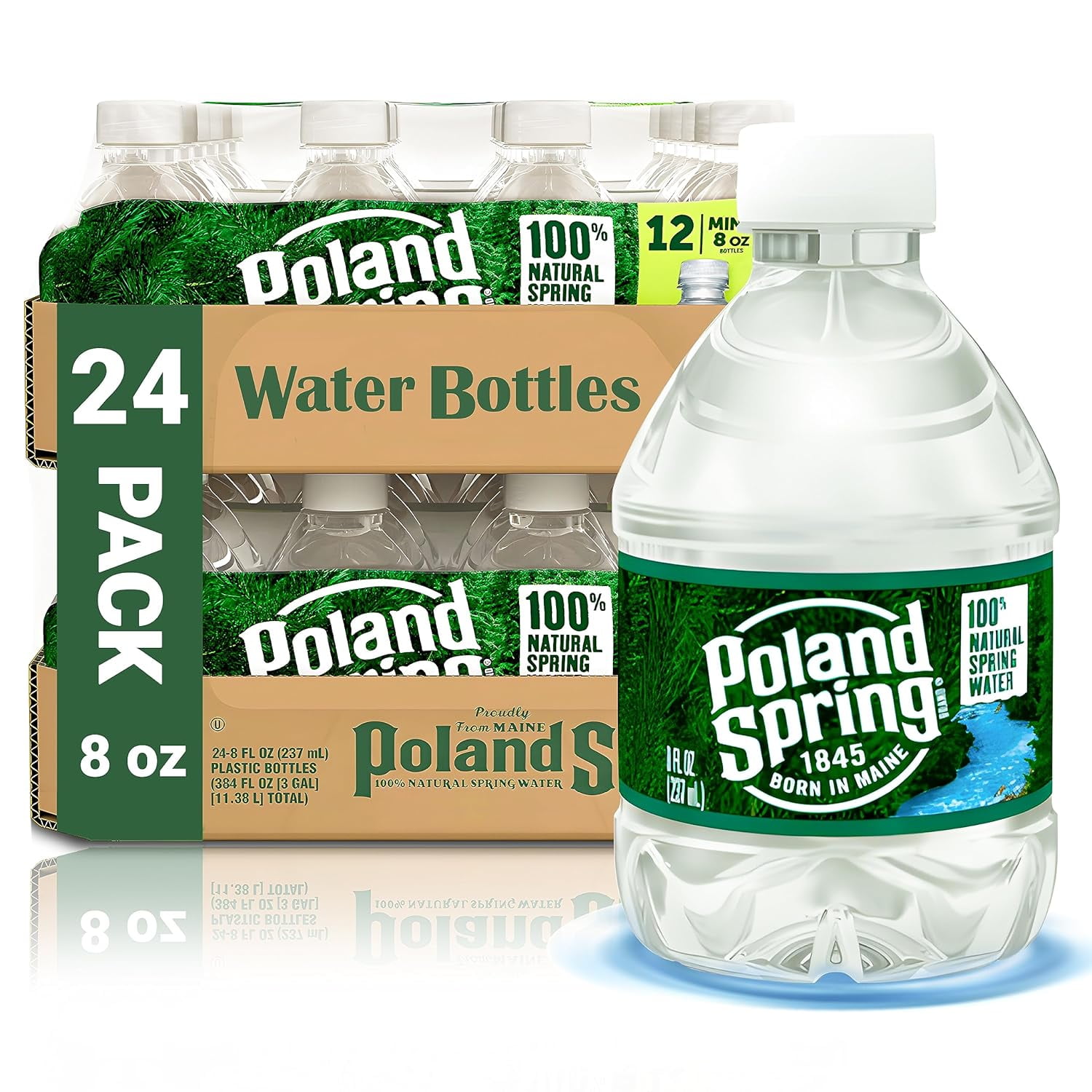 Poland Spring 100% Natural Premium Spring Water - Small, Mini 8 Fl Oz ...
