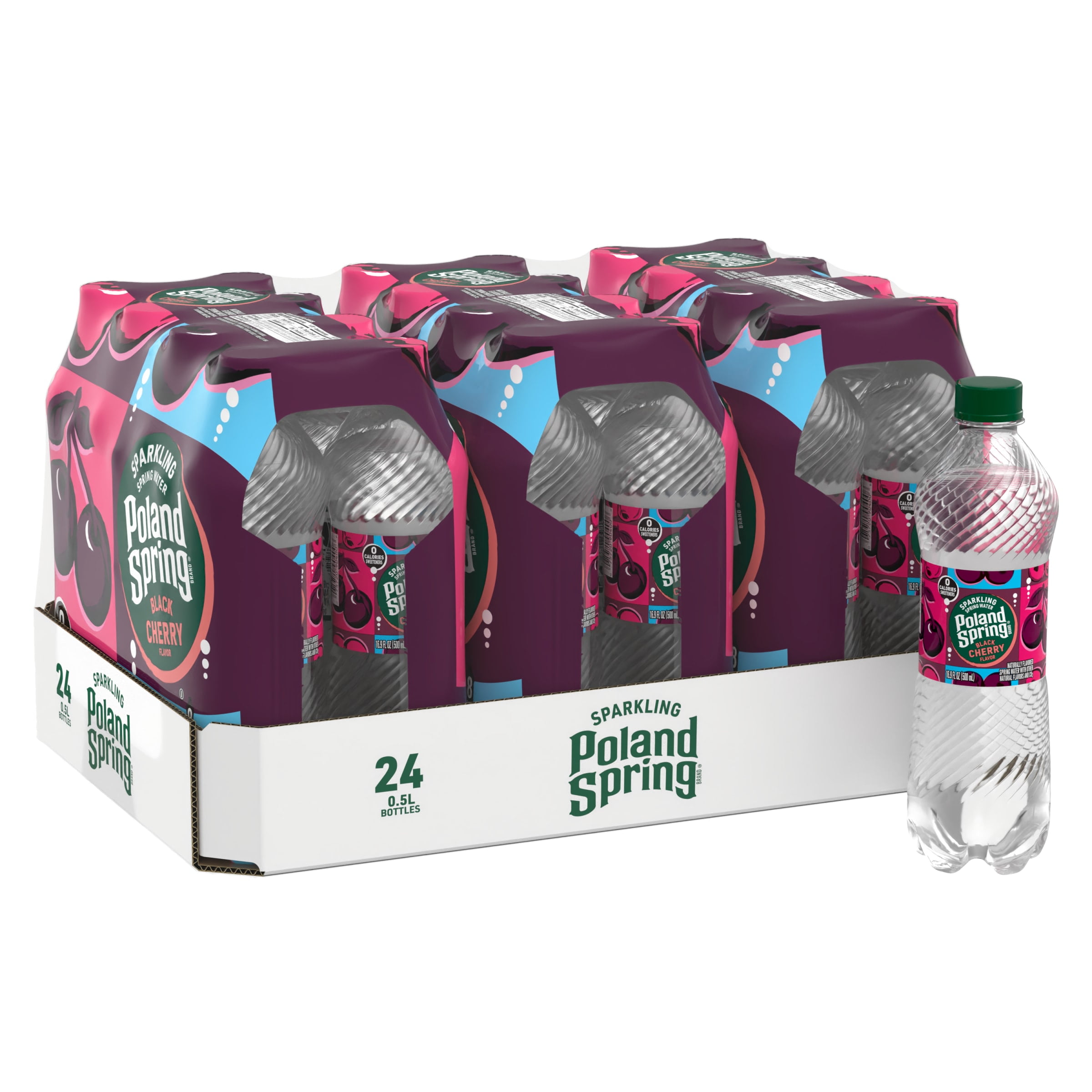 Poland Spring Sparkling Water, Black Cherry, 16.9 oz. Bottles (24 Count) - Walmart.com