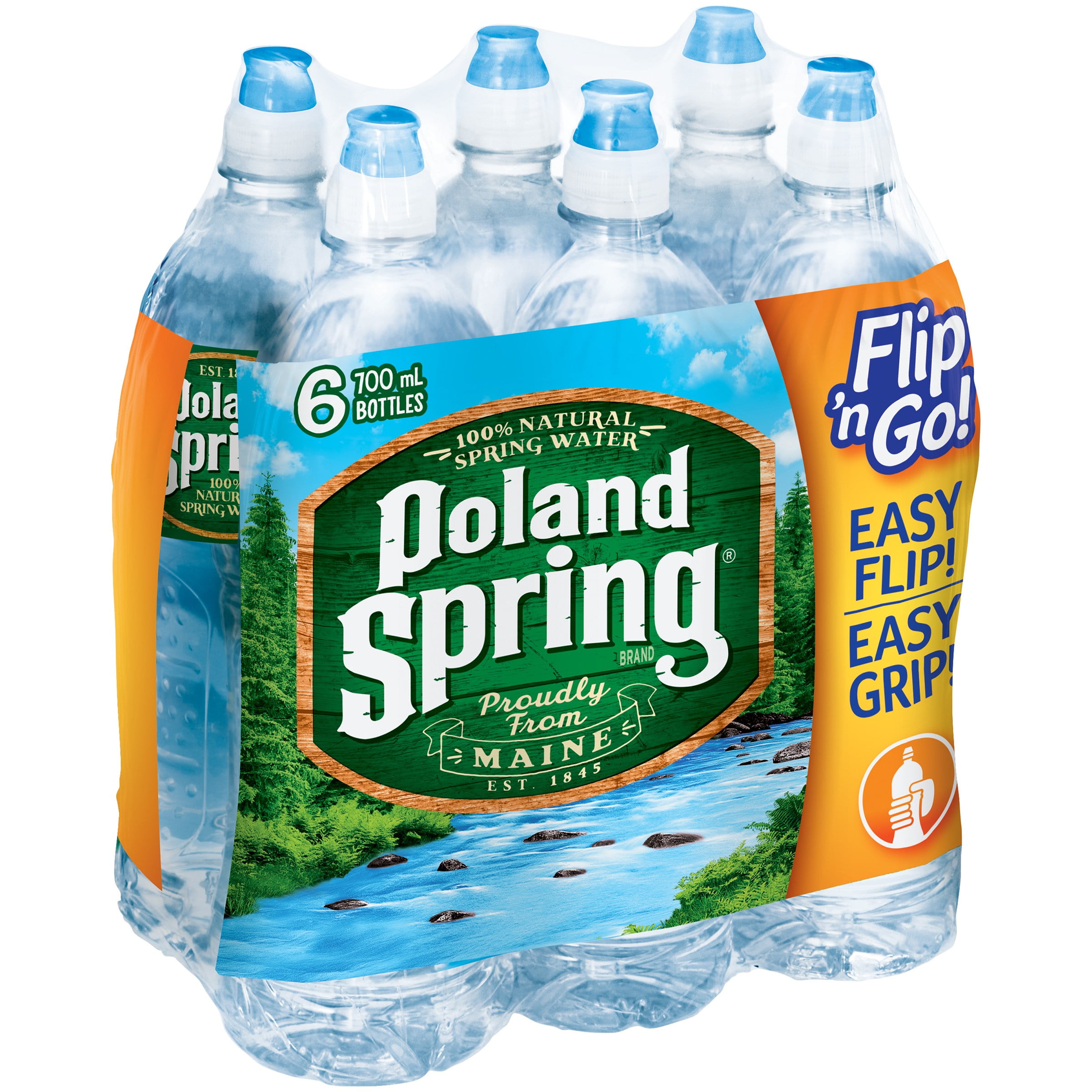 Poland Spring Maine Spring Water, Sport Cap, 23.7 fl oz, 6-Pack Plastic ...