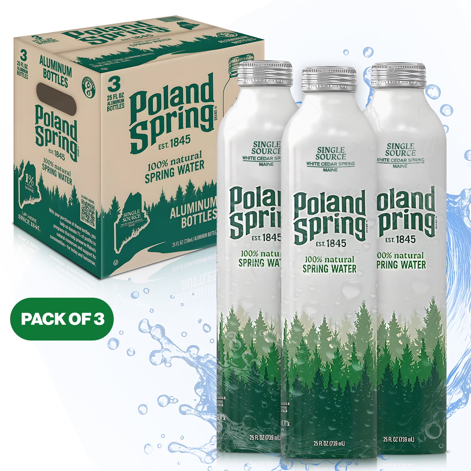 Poland Spring Spring Water, 25oz Aluminum Bottle, 3 Pack - Walmart.com