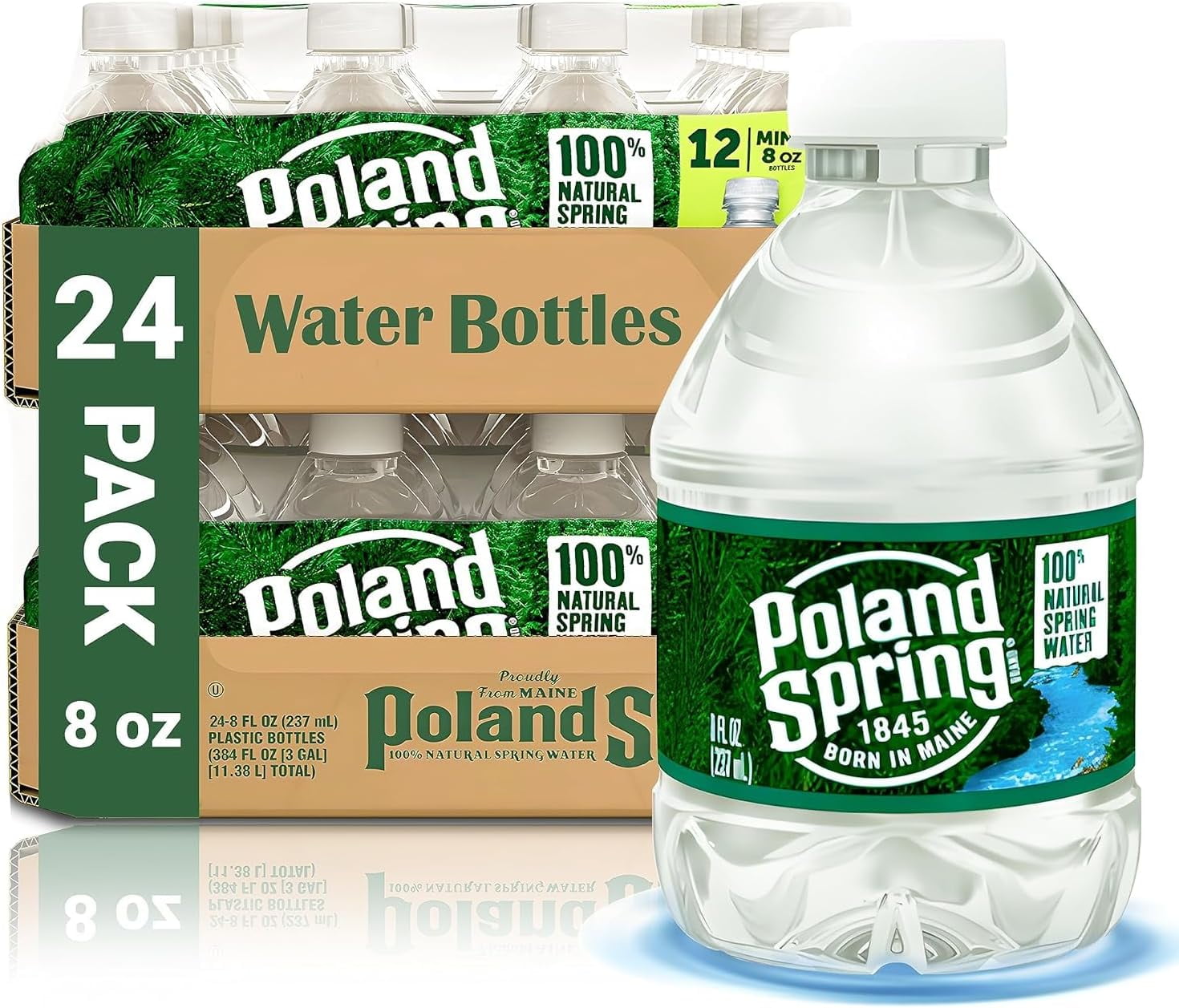 Poland Spring Water Bottles 24 Pack, Mini Water Bottle, 8 - Bottled ...