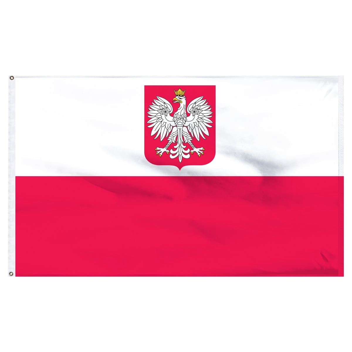 Poland State and Civil Ensign 3ft x 5ft Nylon Flag with Indoor Pole Hem ...