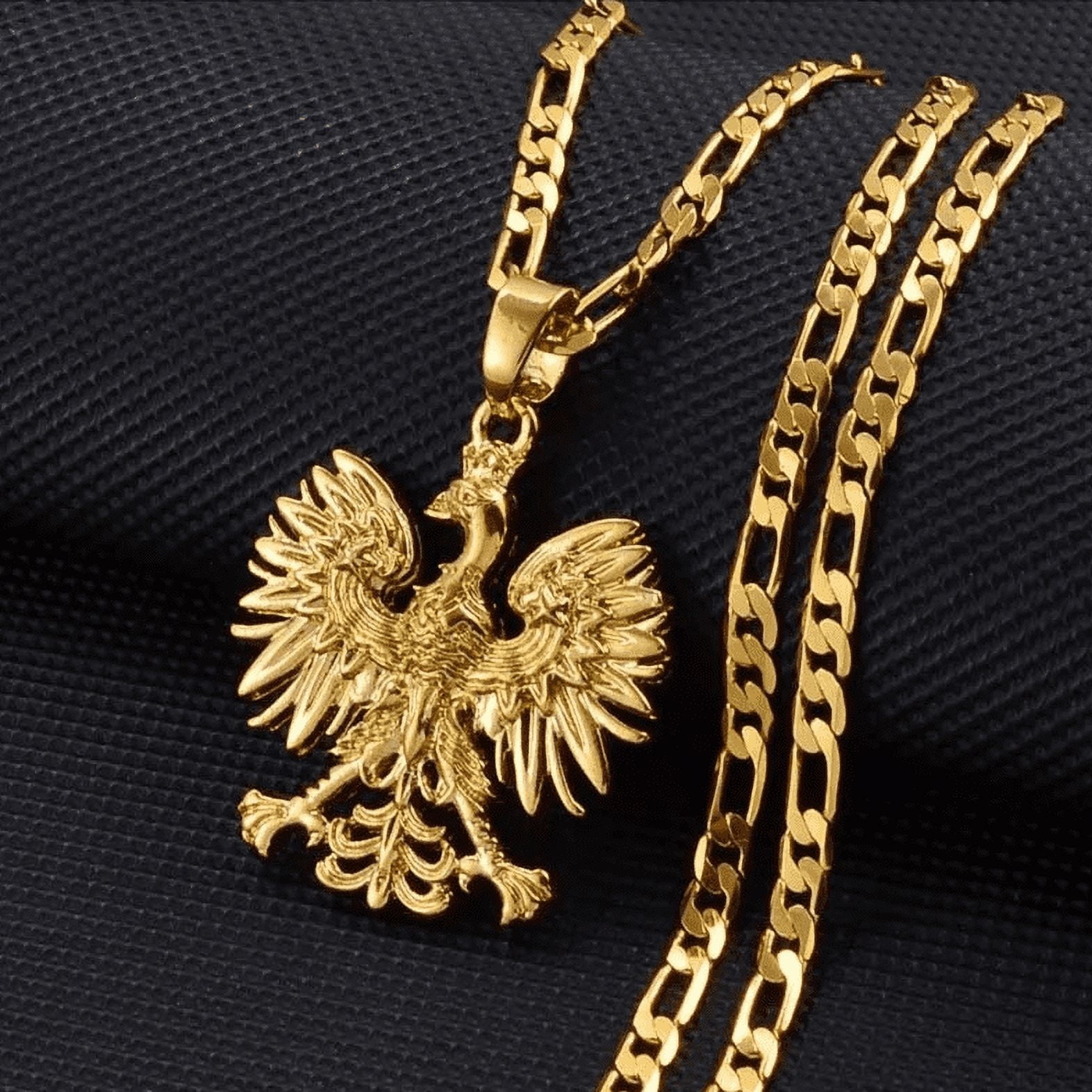 Poland Symbol Eagle 14K Gold Pendant Necklaces for Women Men,Polska ...