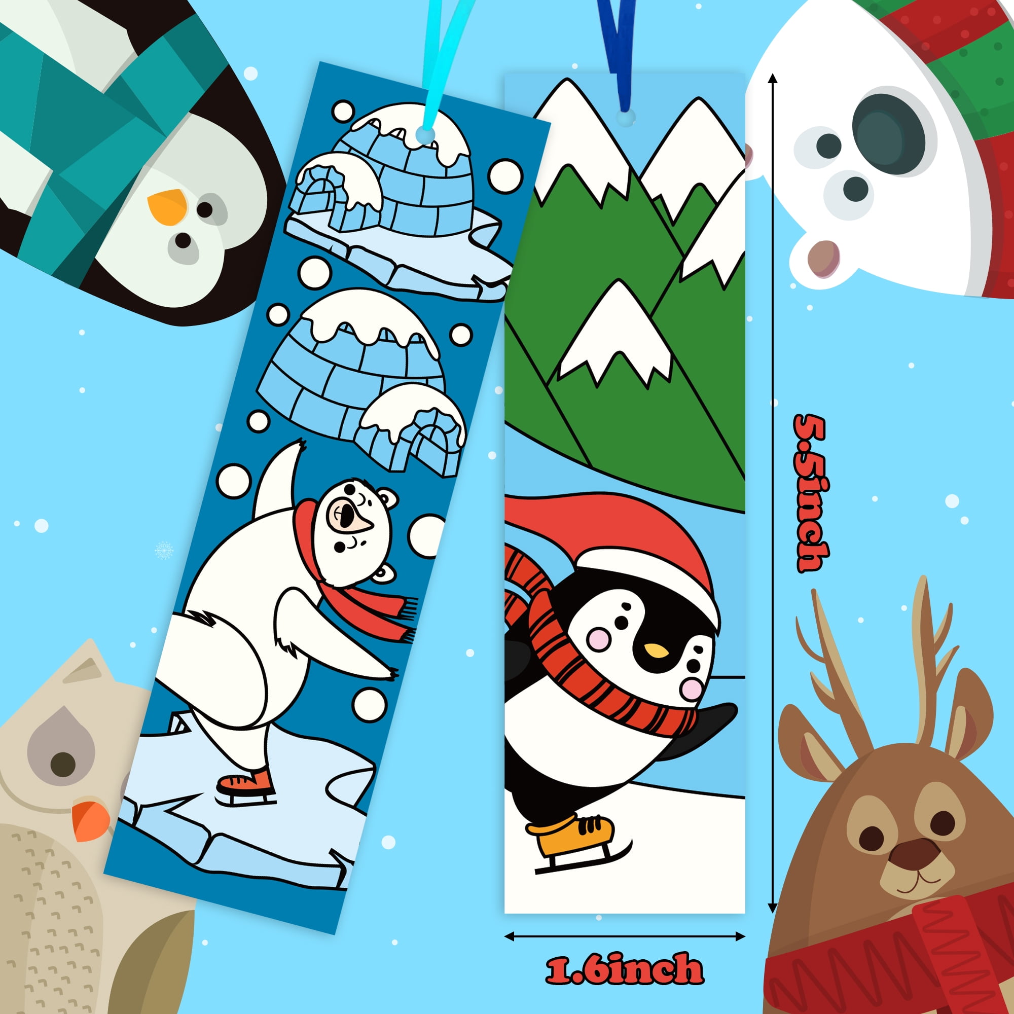 Polar Animals Bookmarks Creative DIY Color Your Own Penguins Sea Lions ...