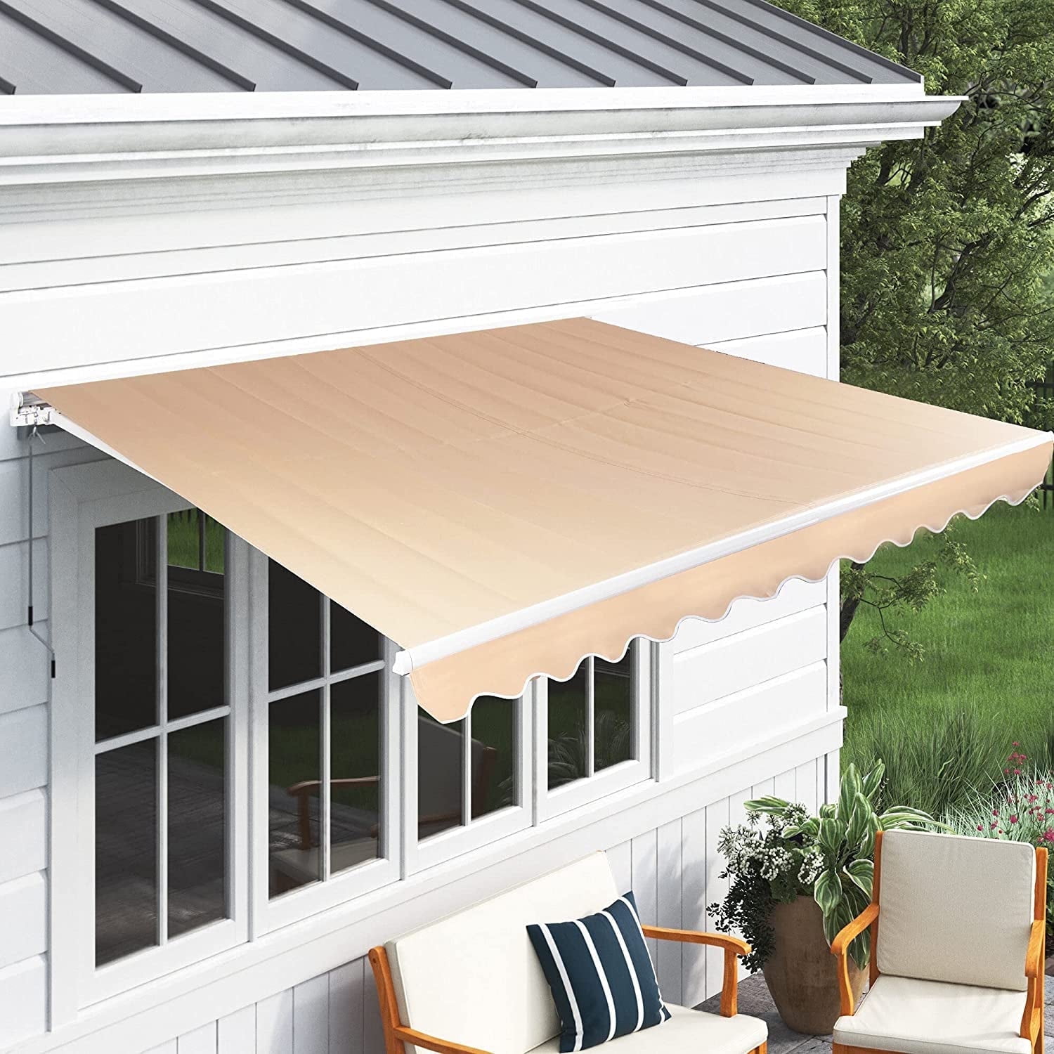 BETISEF 10' x 8' Patio Retractable Awning Outdoor Sun Shade Shelter ...