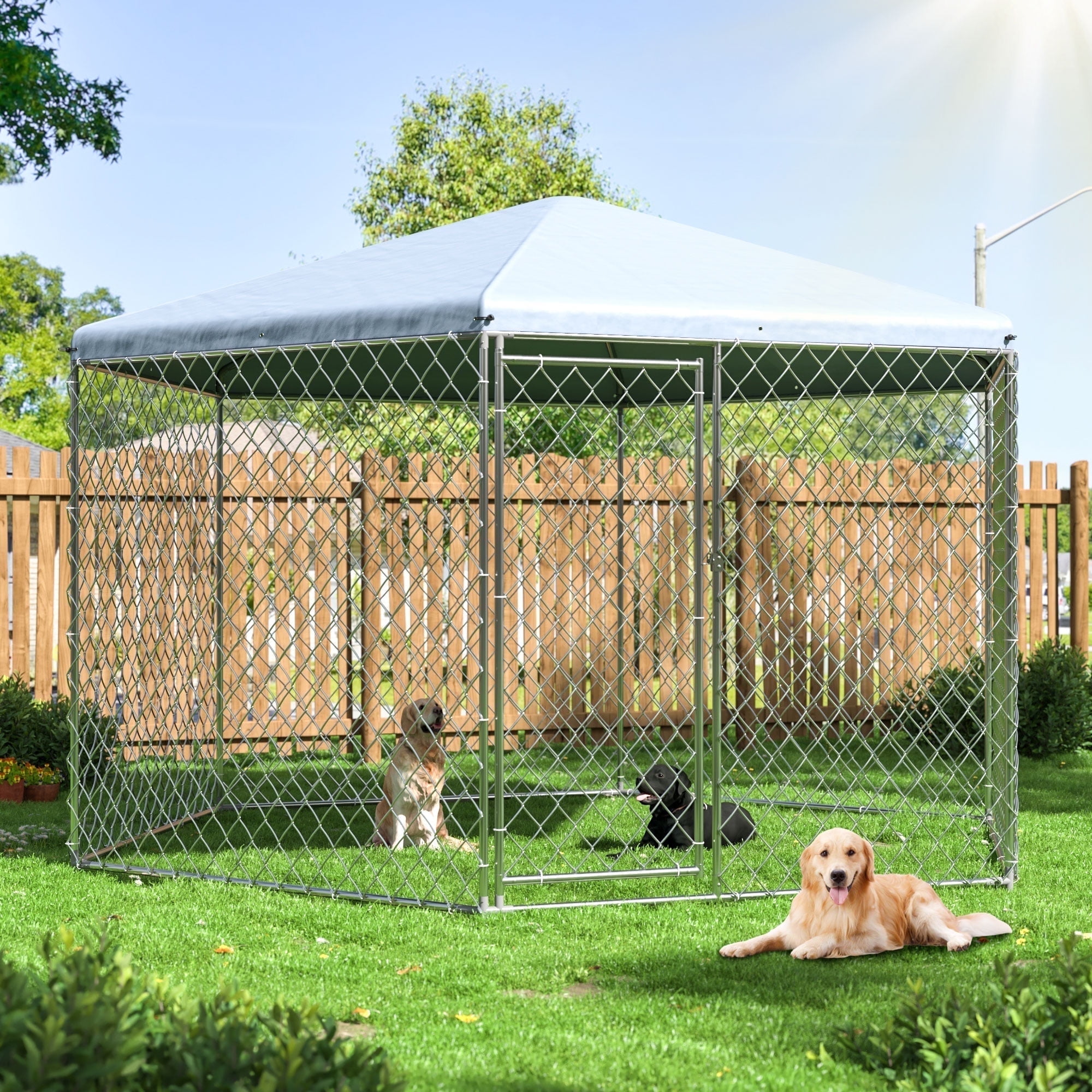 Polar Aurora 13.3x13.3x8.8 ft Large Dog Kennel Outside with Roof ...