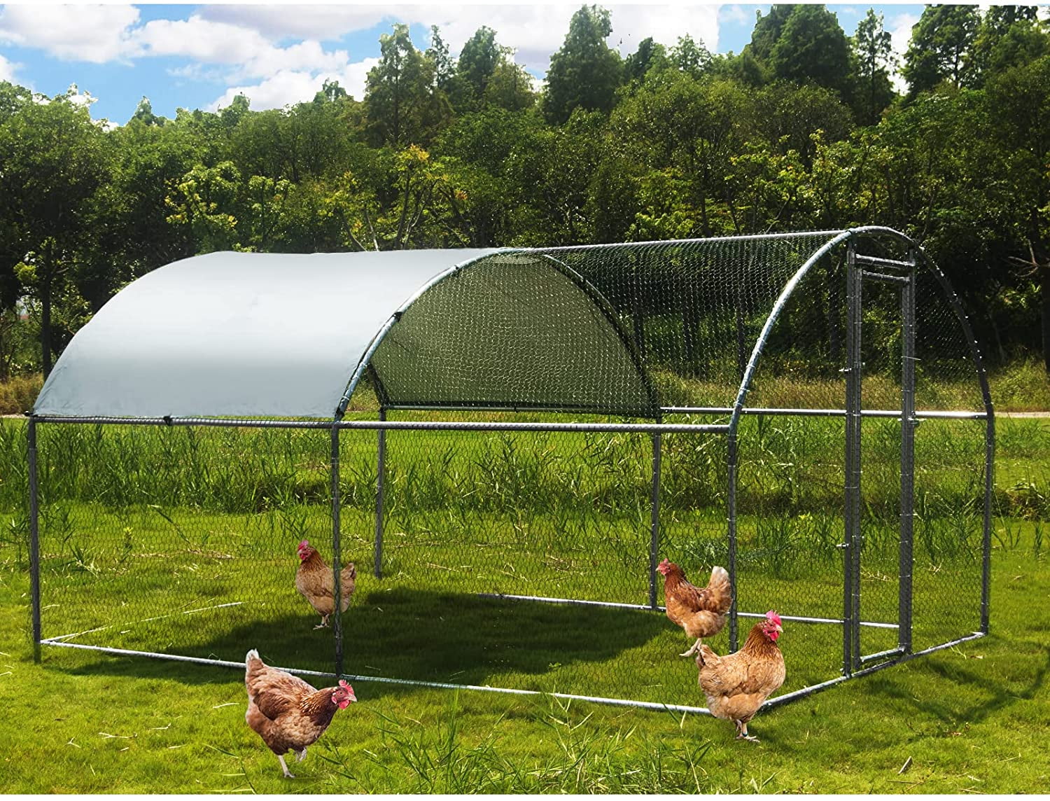 Polar Aurora Enlarged Thickened Metal Chicken Coop, Walk-in Poultry ...