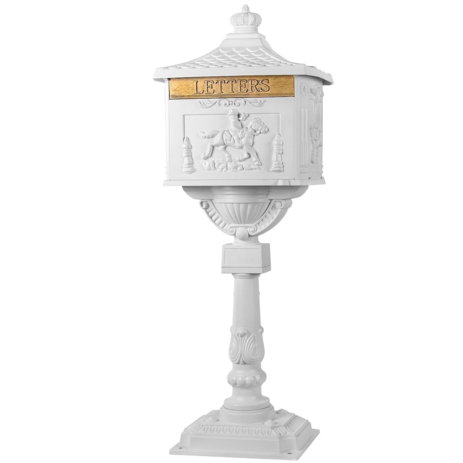 Polar Aurora Large Locking Mailbox, Cast Aluminum Postal Box, Heavy ...