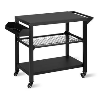 Feasto Adjustable 3-Tier Outdoor/Indoor Food Prep Cart Work Table with ...