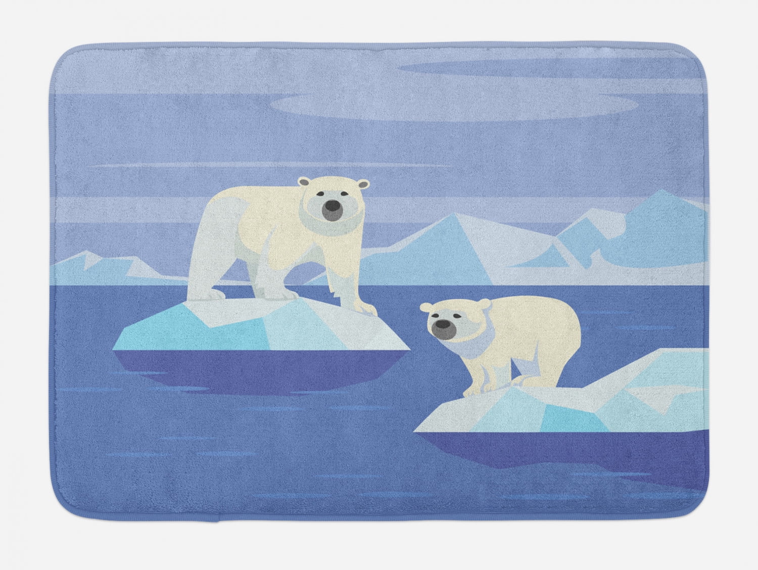 Polar Bear Bath Mat, Arctic Circle Animals Floating on Icy Rocks Eco ...