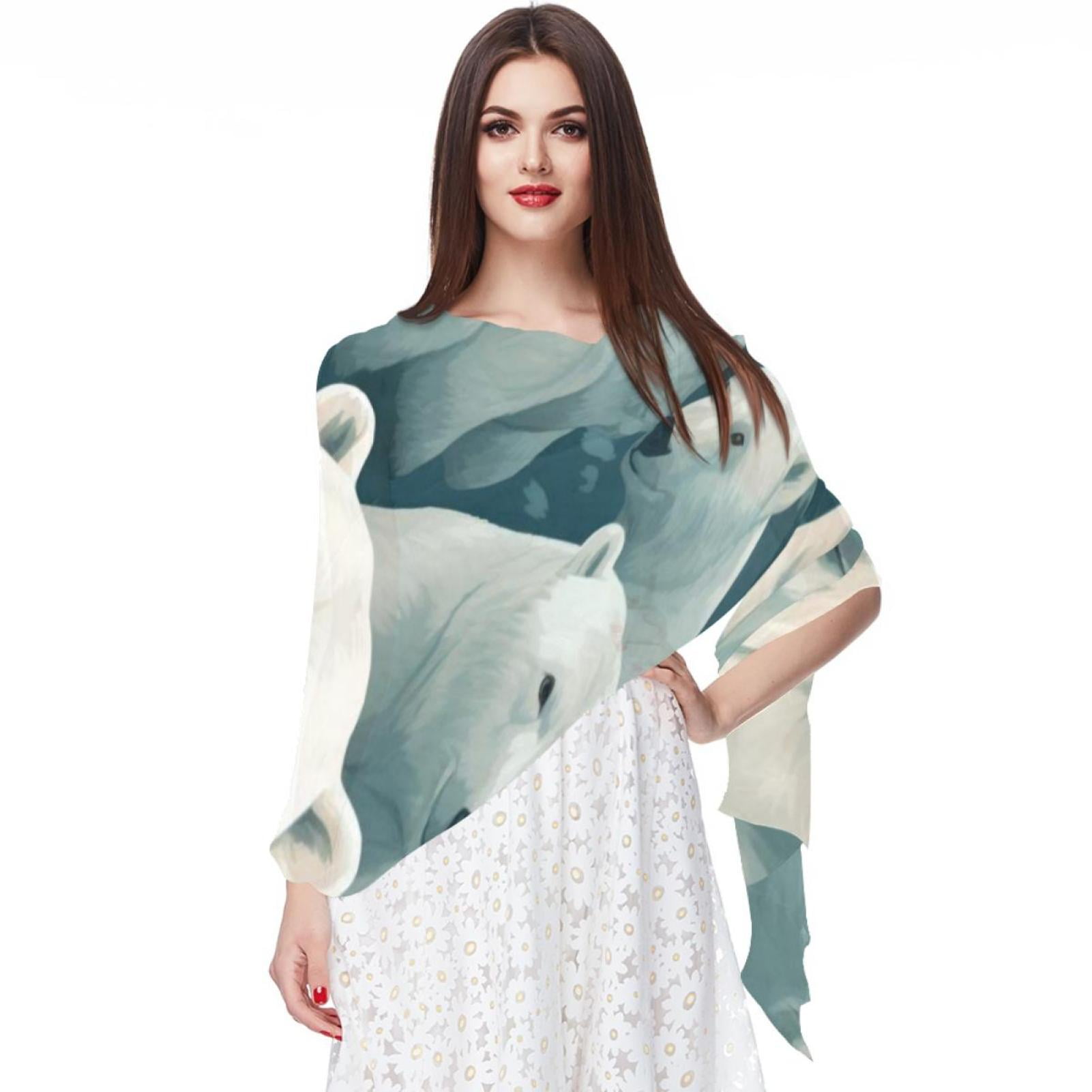 Polar Bear Beautiful Translucent Chiffon Yarn Hair Scarf 180*73 (70.86 ...