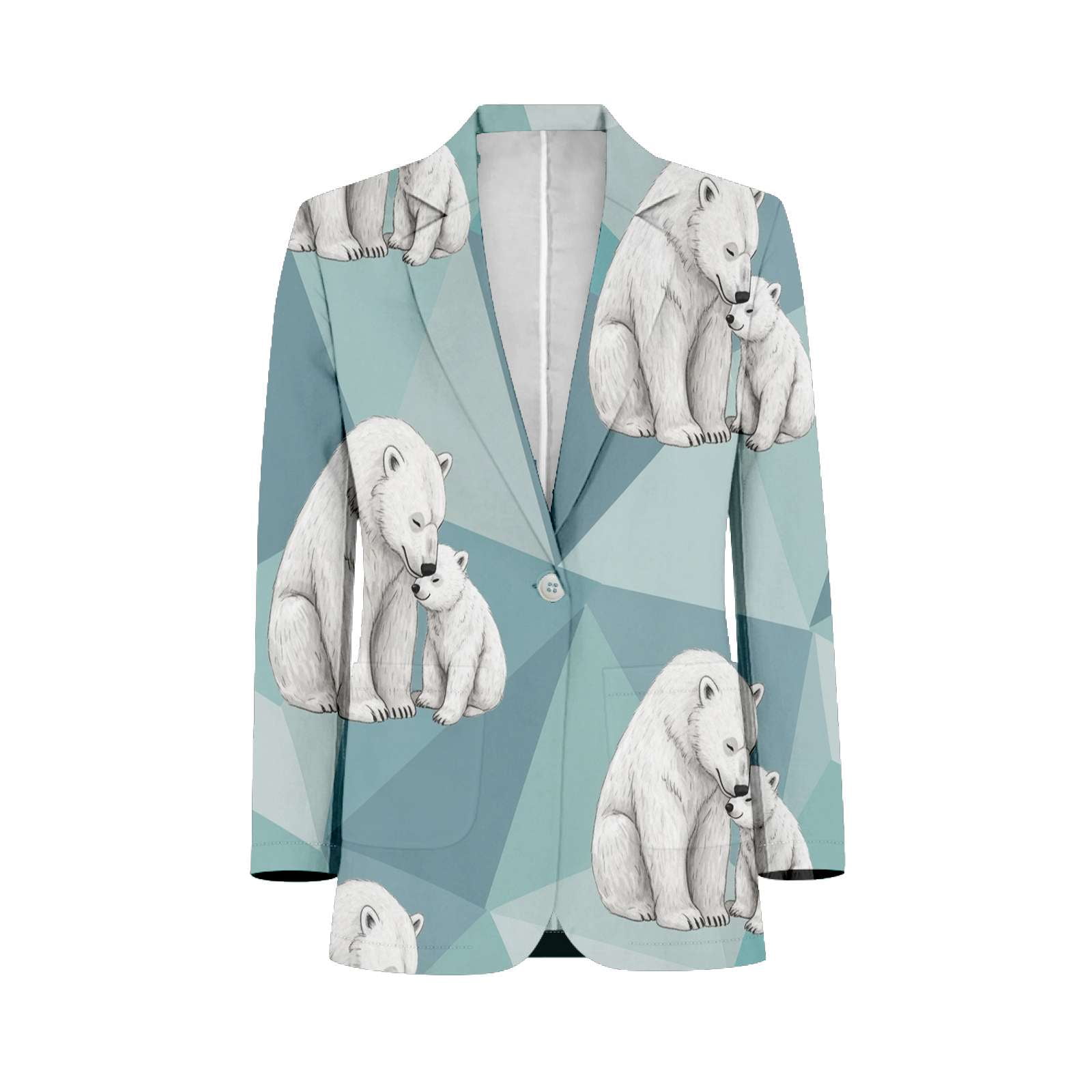 Polar Bear Cubs Cuddle Mama Bears Teal Pattern Customized Men's Suits ...