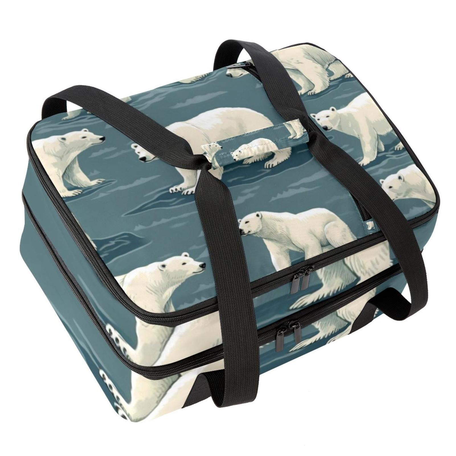 Polar Bear Double Layered Insulated Lunch Bag with Dual Compartments ...