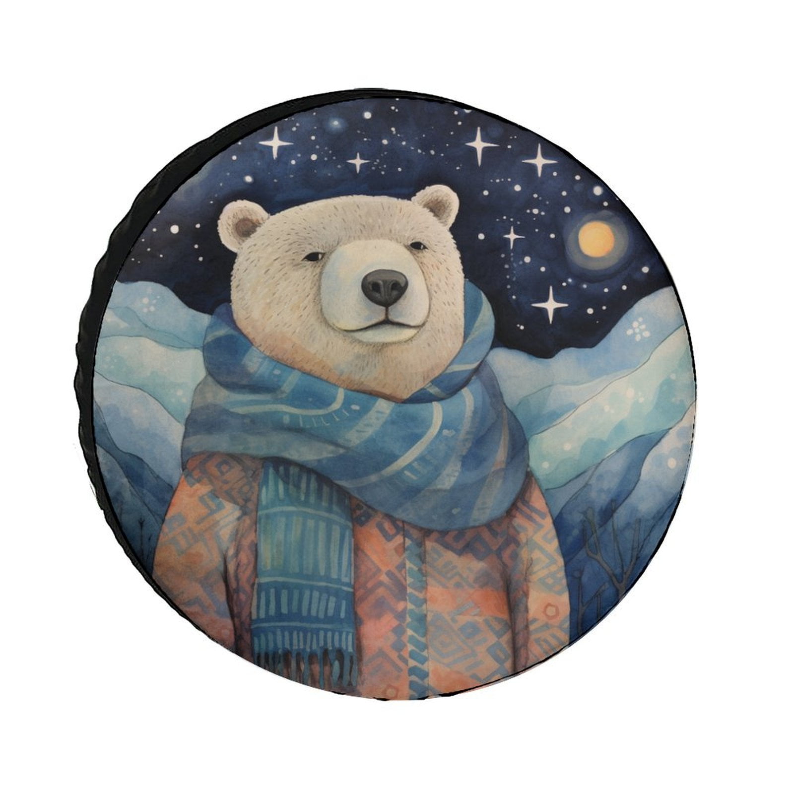 Polar Bear Dressed Up In A Scarf Heavy Duty Spare Tire Cover Cartoon ...