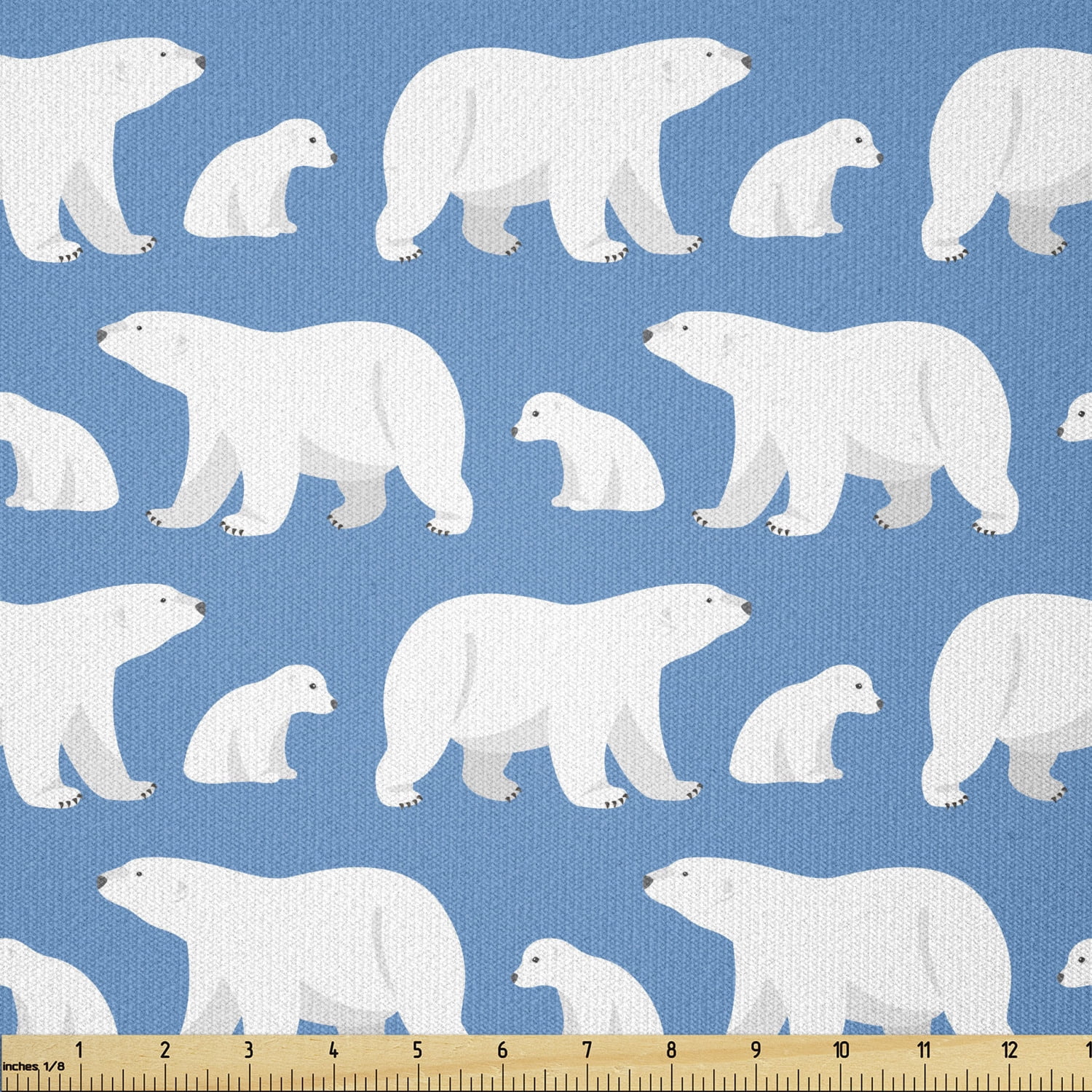 Polar Bear Fabric by The Yard, Bear Family Carnivore Nordic Mammals ...