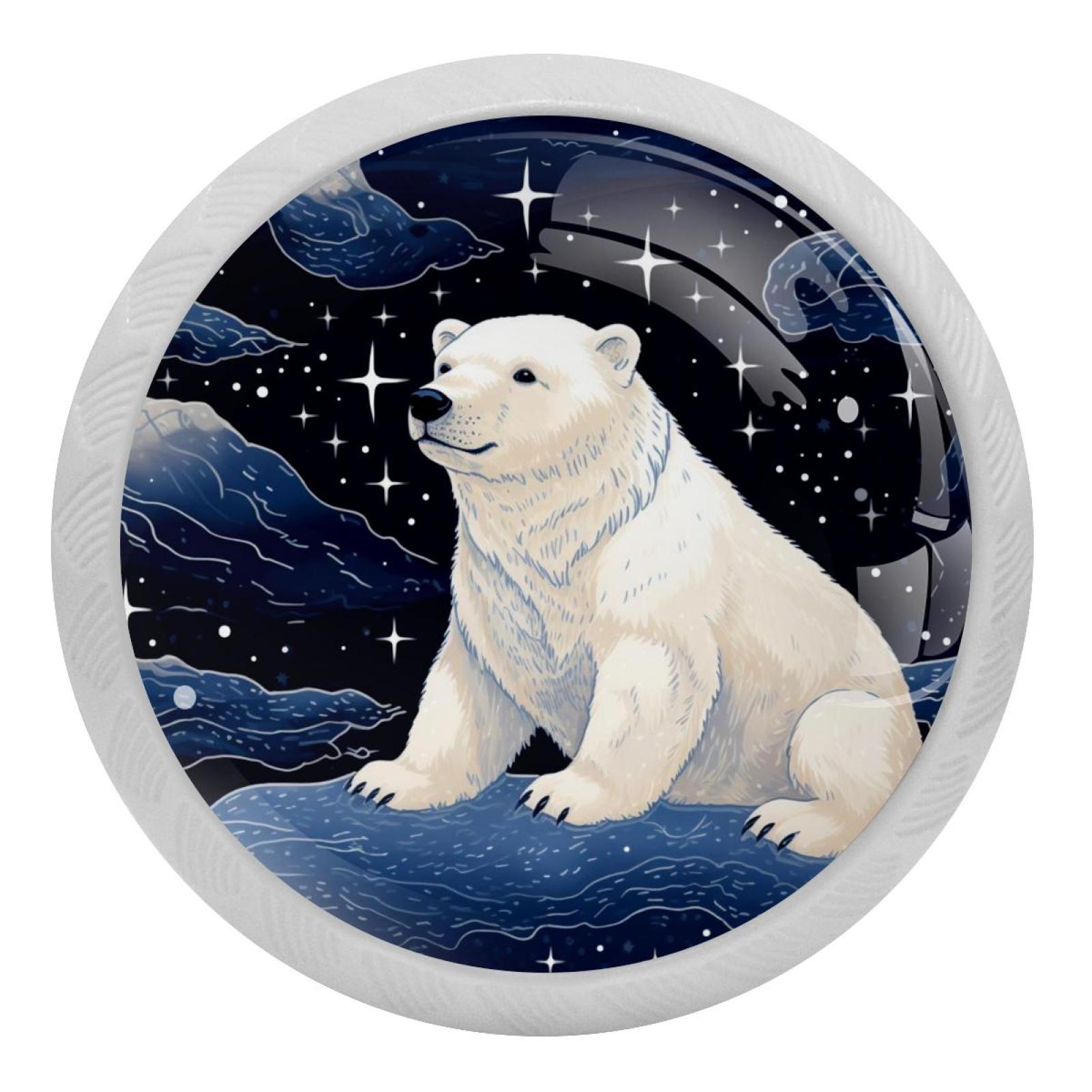 Polar Bear Fluorescent Drawer Pulls: Round 4-Pack with Glow-in-the-Dark ...
