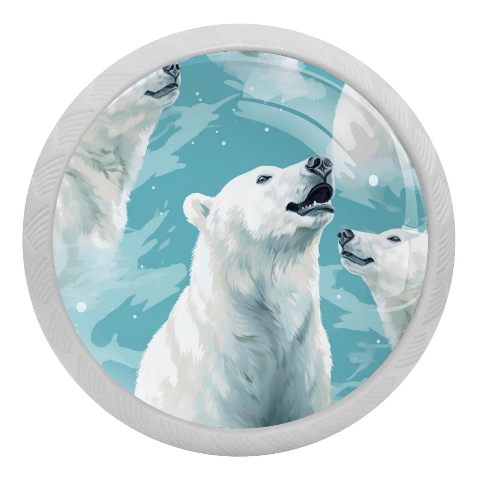 Polar Bear Fluorescent Drawer Pulls with Screws - Round 4-Pack, Glow-in ...