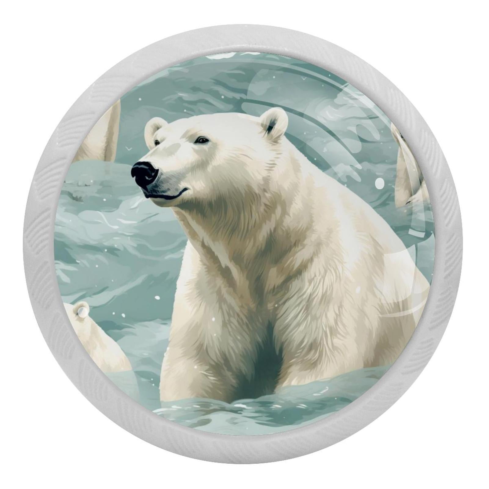 Polar Bear Fluorescent Drawer Pulls with Screws - Round 4-Pack, Glow-in ...