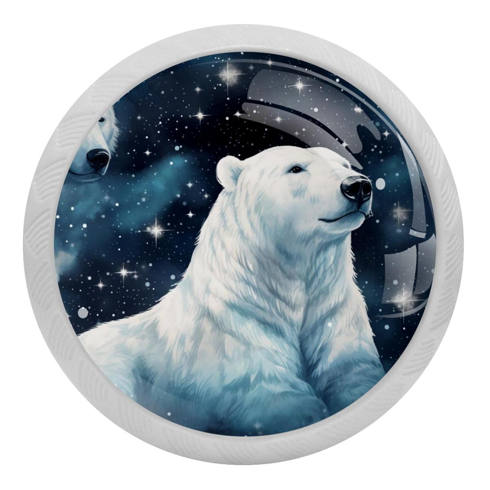 Polar Bear Fluorescent Drawer Pulls with Screws - Round 4-Pack, Glow-in ...
