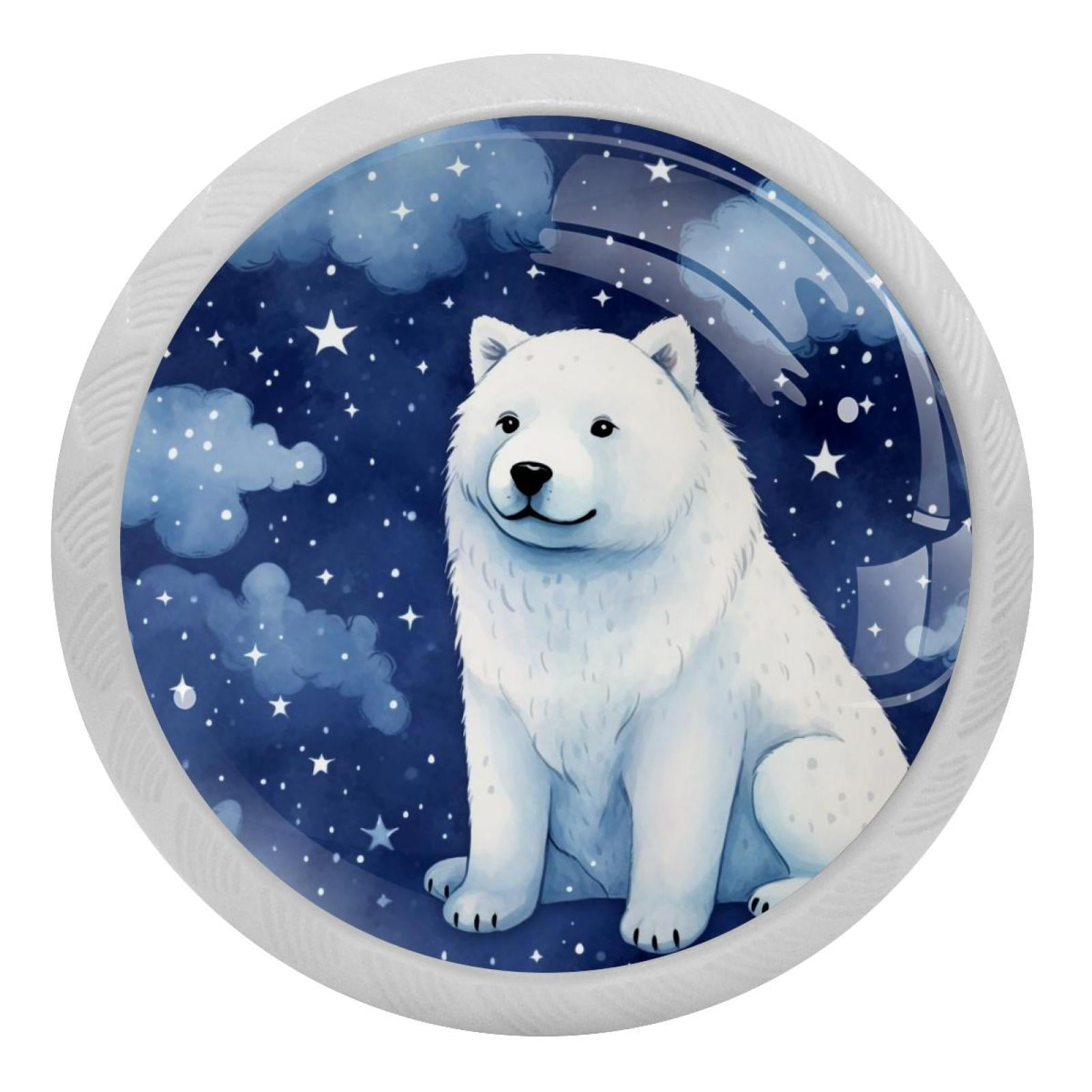 Polar Bear Fluorescent Drawer Pulls with Screws - Round 4-Pack Glow-in ...