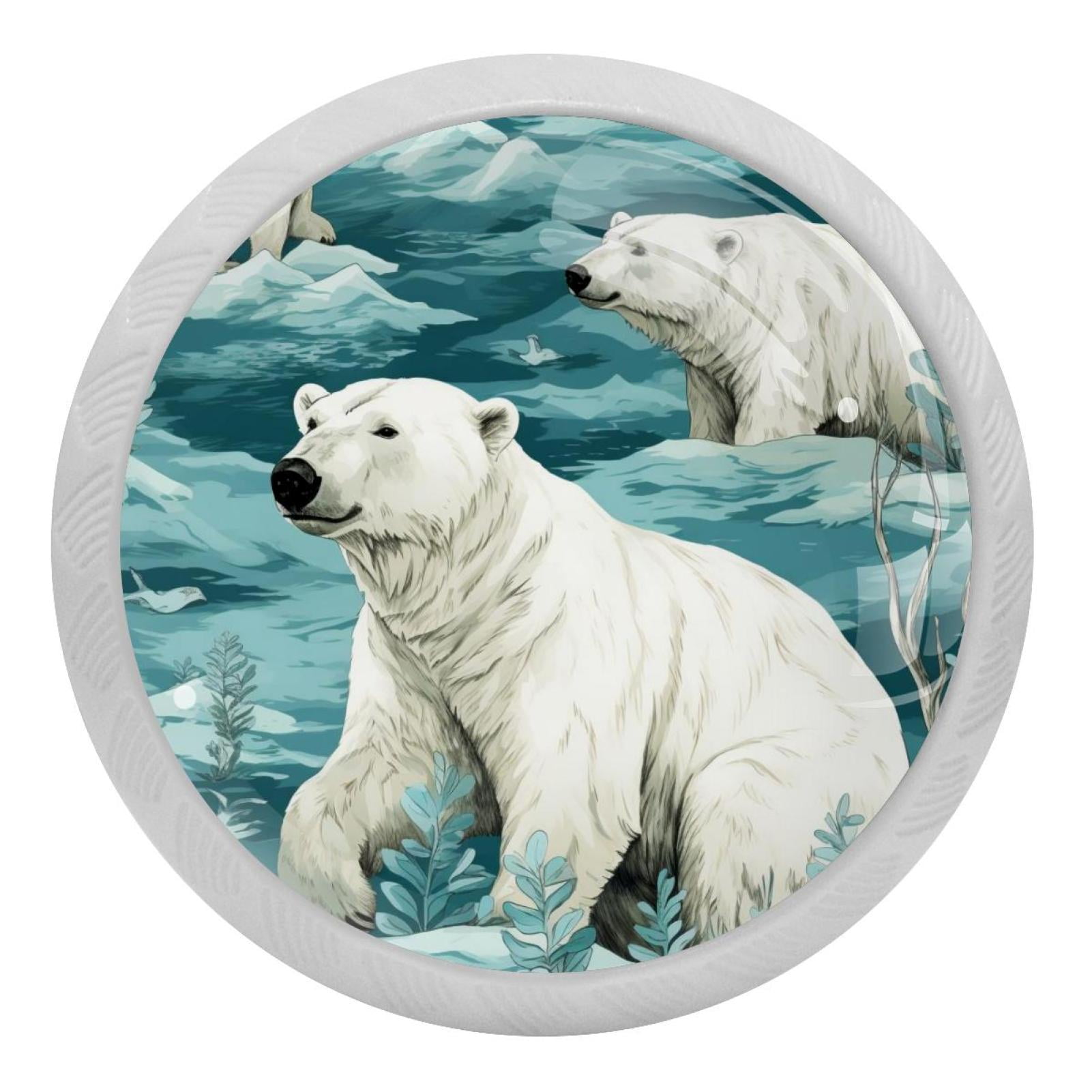 Polar Bear Fluorescent Drawer Pulls with Screws - Round 4-Pack - Glow ...