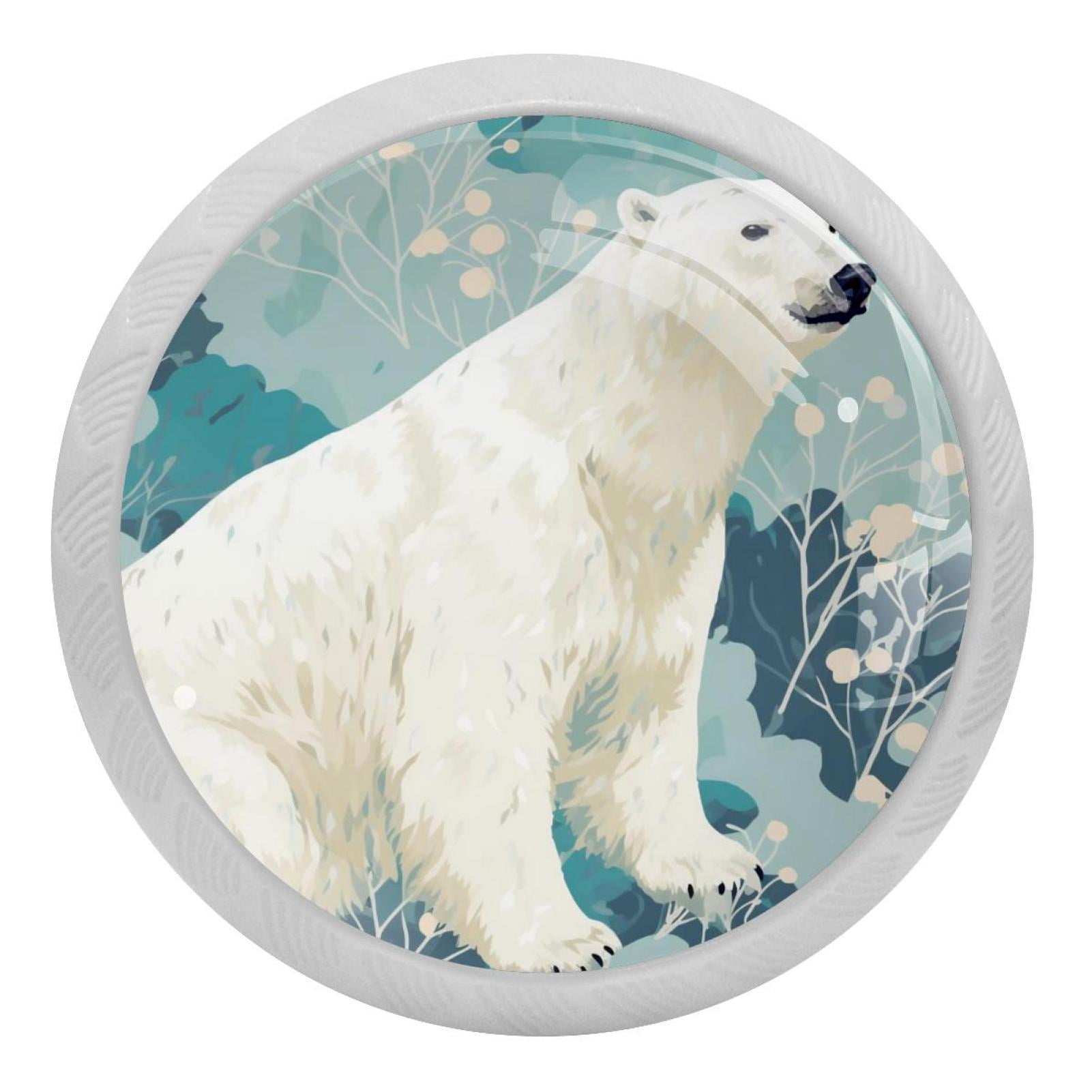 Polar Bear Fluorescent Drawer Pulls with Screws - Round 4-Pack Glow-in ...