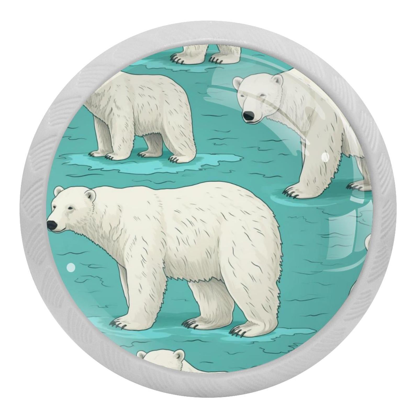 Polar Bear Fluorescent Drawer Pulls with Screws: Round 4-Pack, Glow-in ...