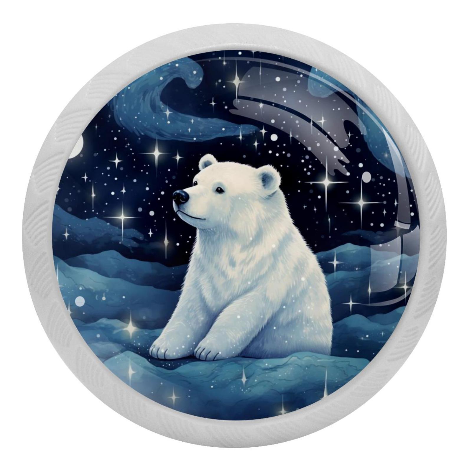 Polar Bear Fluorescent Drawer Pulls with Screws: Round 4-Pack, Glow-in ...