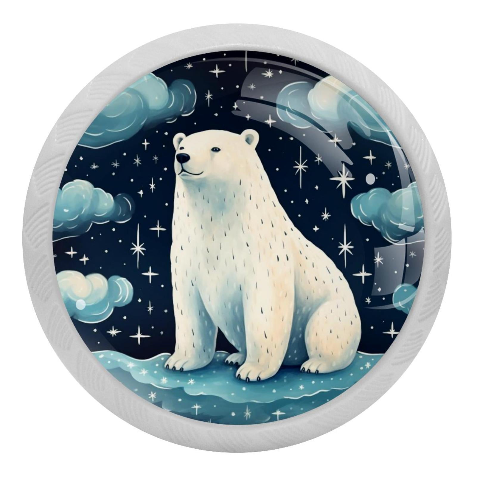 Polar Bear Fluorescent Drawer Pulls with Screws: Round 4-Pack, Glow-in ...