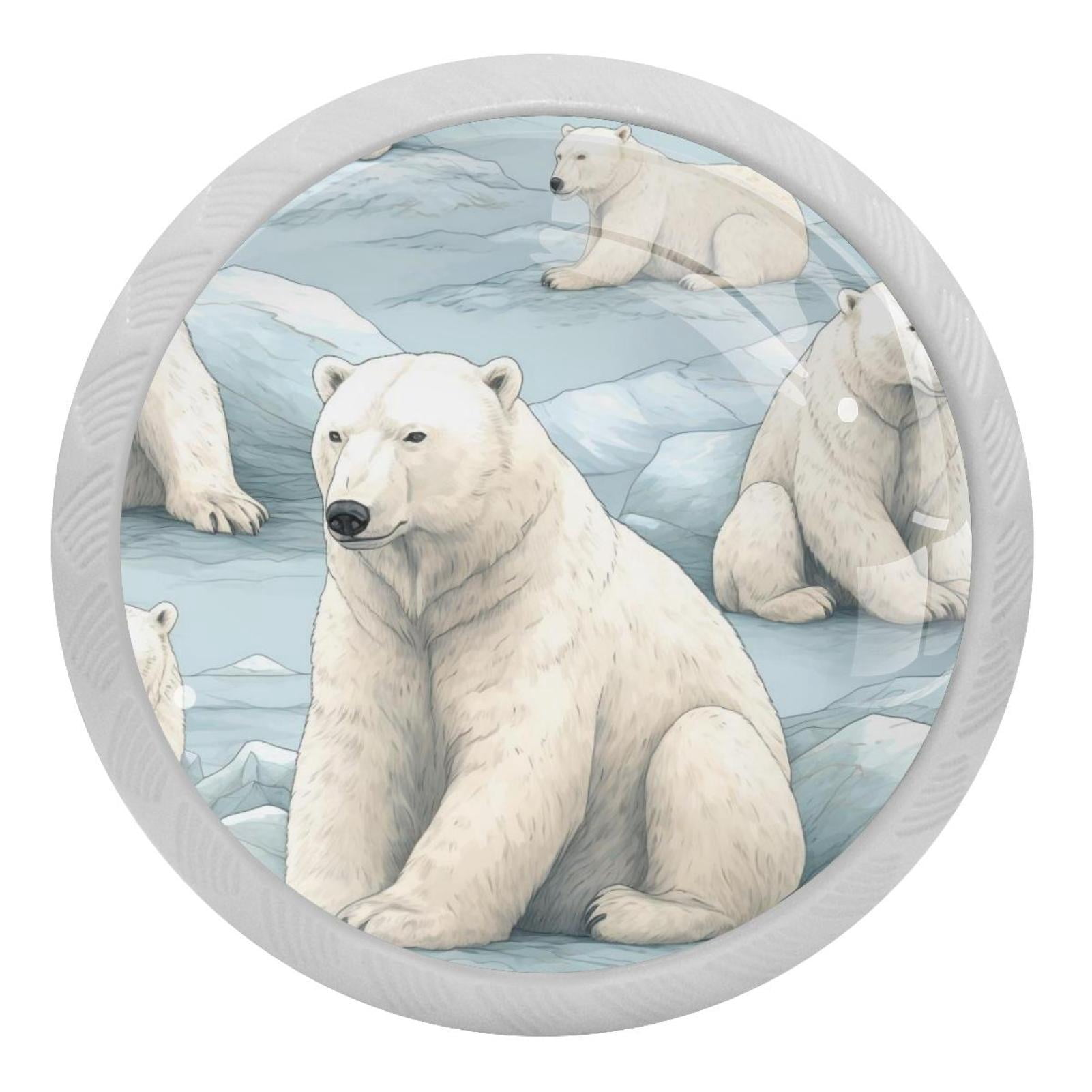 Polar Bear Fluorescent Drawer Pulls with Screws: Round 4-Pack - Glow-in ...