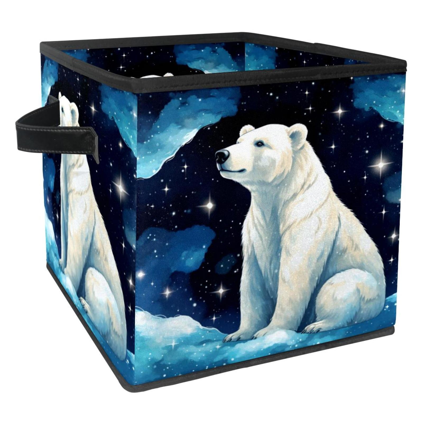 Polar Bear Foldable Cube Organizer with Handle, 10.8"x10.5"x10.6 ...