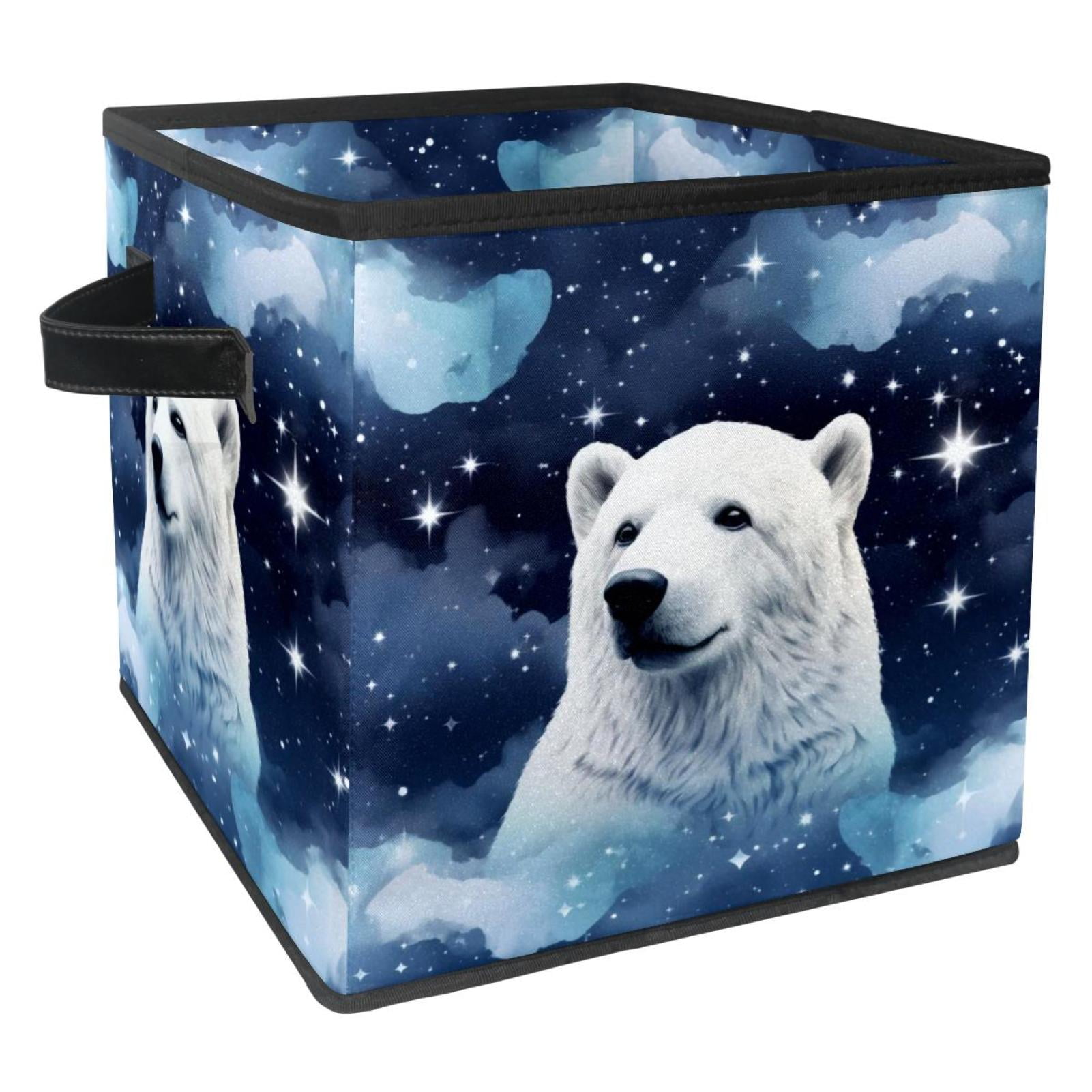 Polar Bear Foldable Storage Baskets with Handle, 10.8"x10.5"x10.6 ...