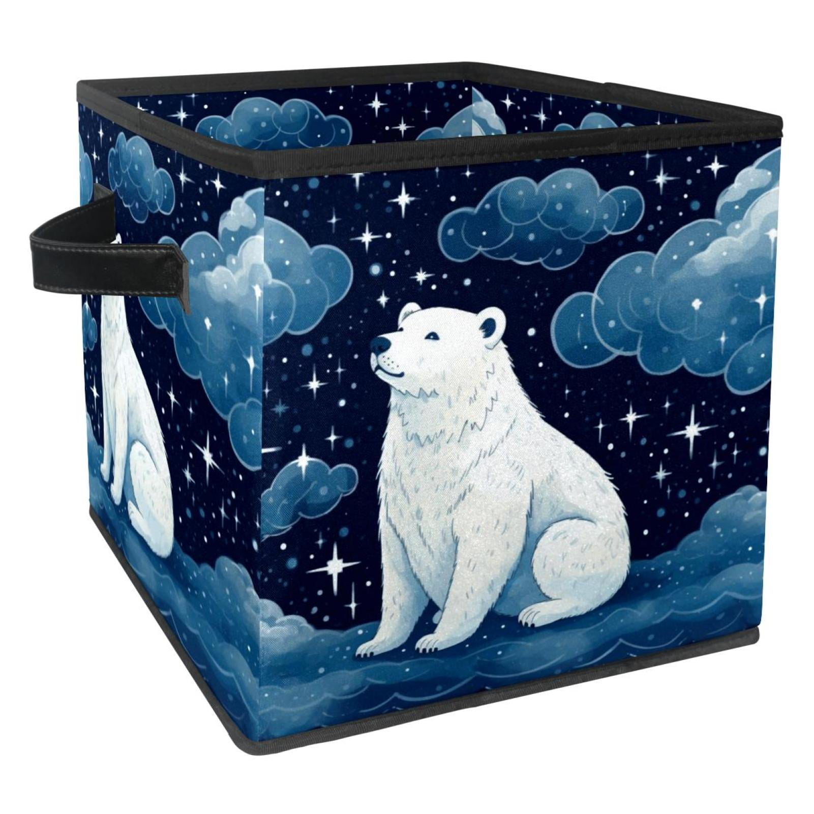 Polar Bear Foldable Toy Box with Handle, 10.8"x10.5"x10.6", Large ...