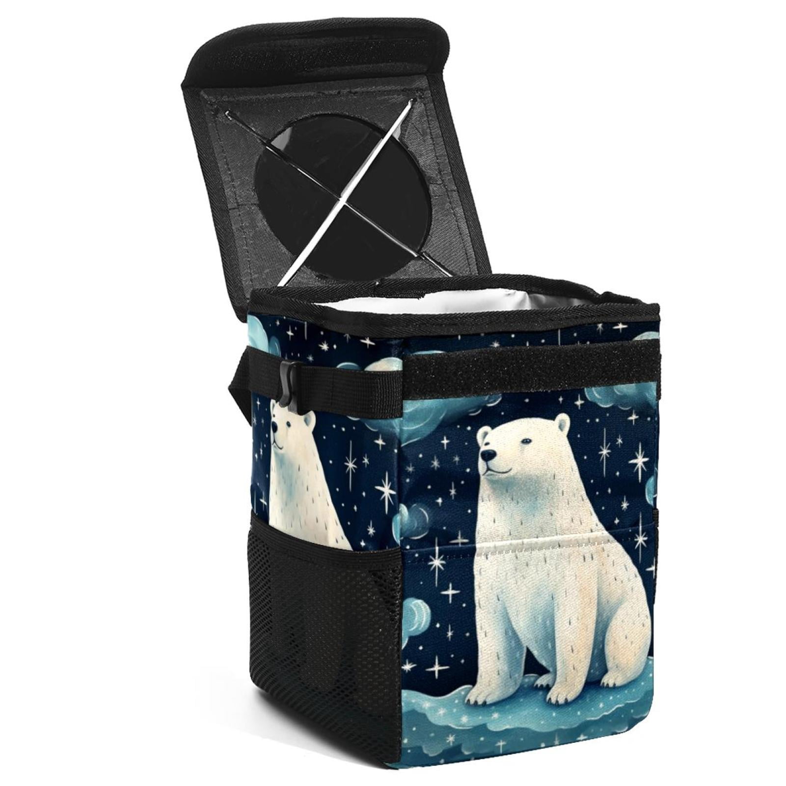 Polar Bear Foldable, with Lid, Leak-proof, Hanging Car Trash Can ...