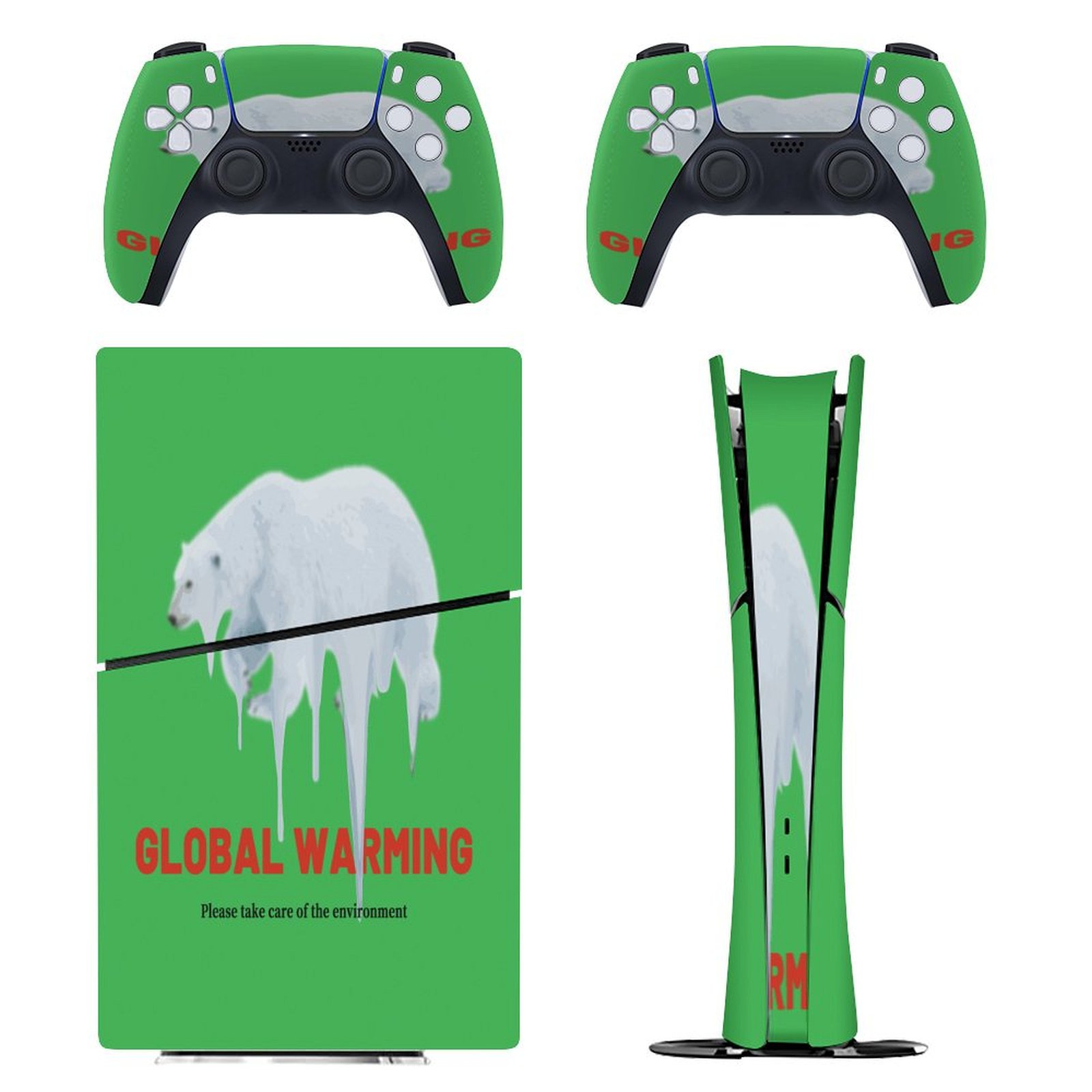 Polar Bear Global Warming Environment Protection Black PS5/PS5 Slim ...