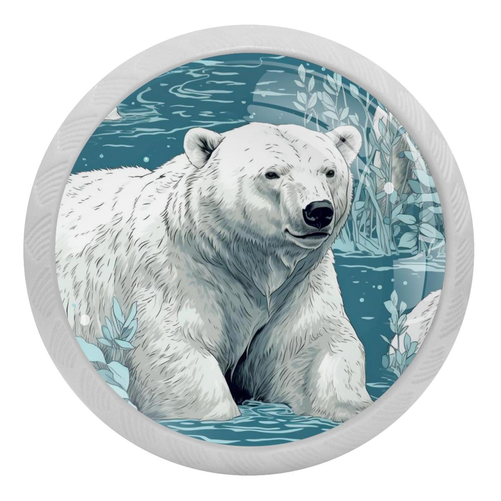 Polar Bear Glow-in-the-Dark Fluorescent Drawer Pulls 4-Pack with Screws ...